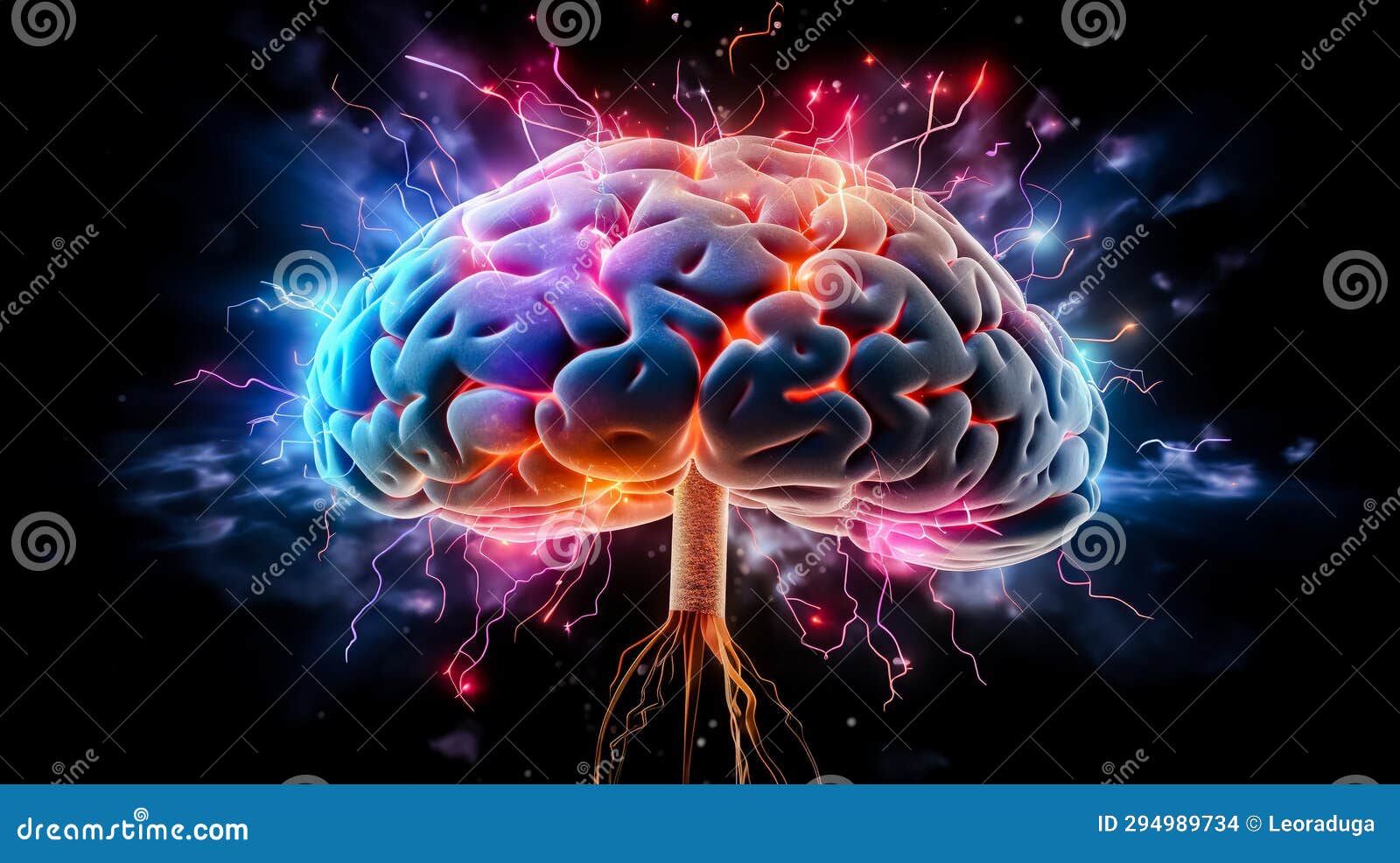 Colored Brain Vector Drawing Illustration Side View Comic Style On ...