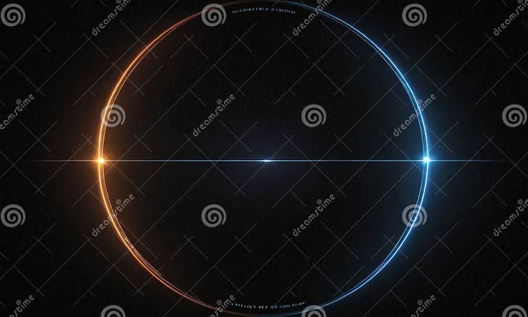Black Background with Glowing Orange and Blue Line, Creating Circular ...