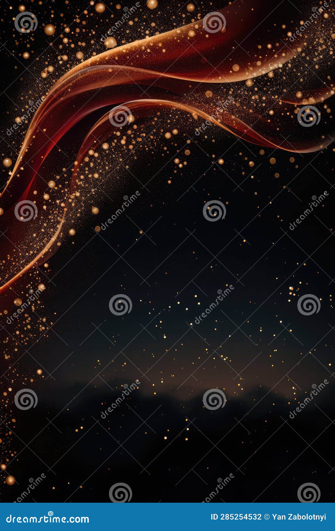 A Black Background with Gold and Red Swirls Stock Illustration ...