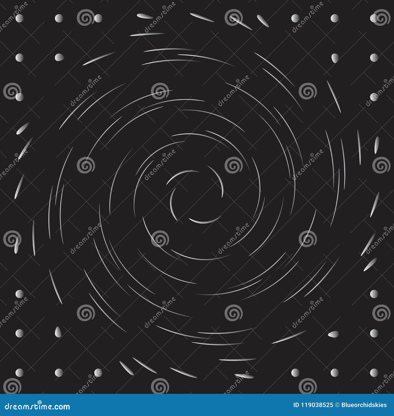 Black Background with Gray Swirl Pattern in Motion Stock Illustration ...