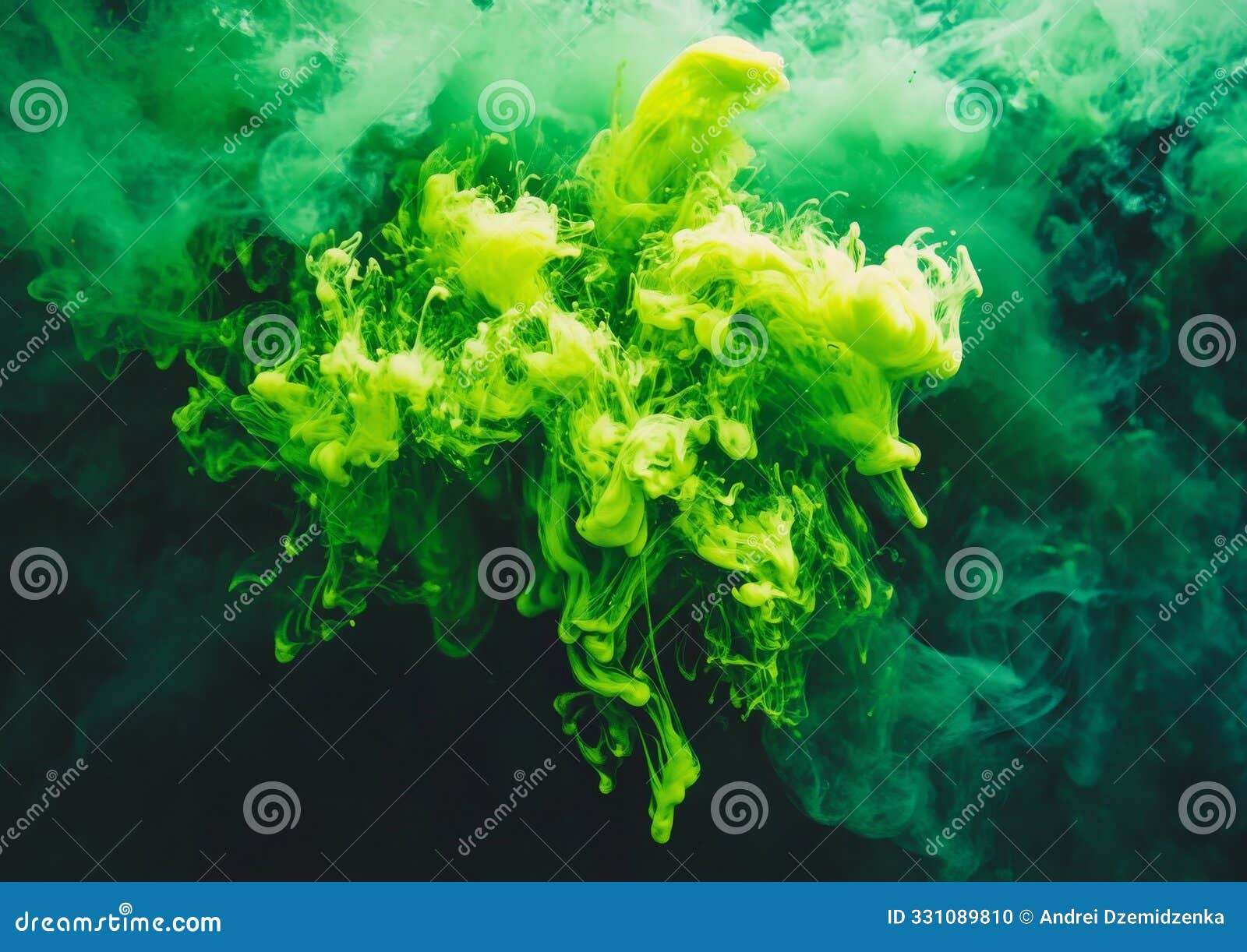 Black Background with Green Abstract Ink Explosion Stock Illustration ...