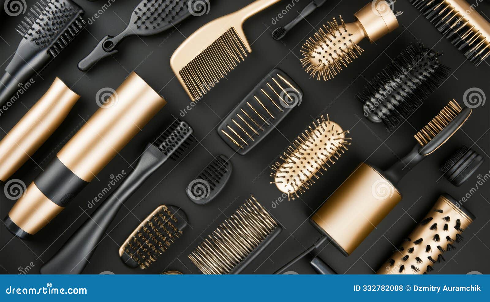 A Black Background with Hairdressing Tools and an Empty Space in the ...
