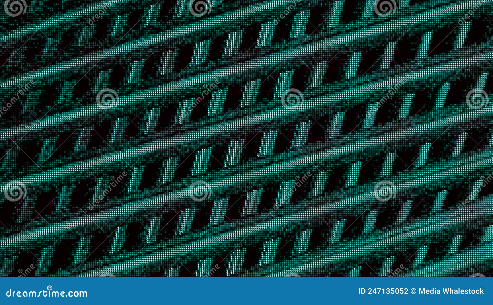 Black Background.Motion.Blue Joints in Pixels Moving in Abstraction ...