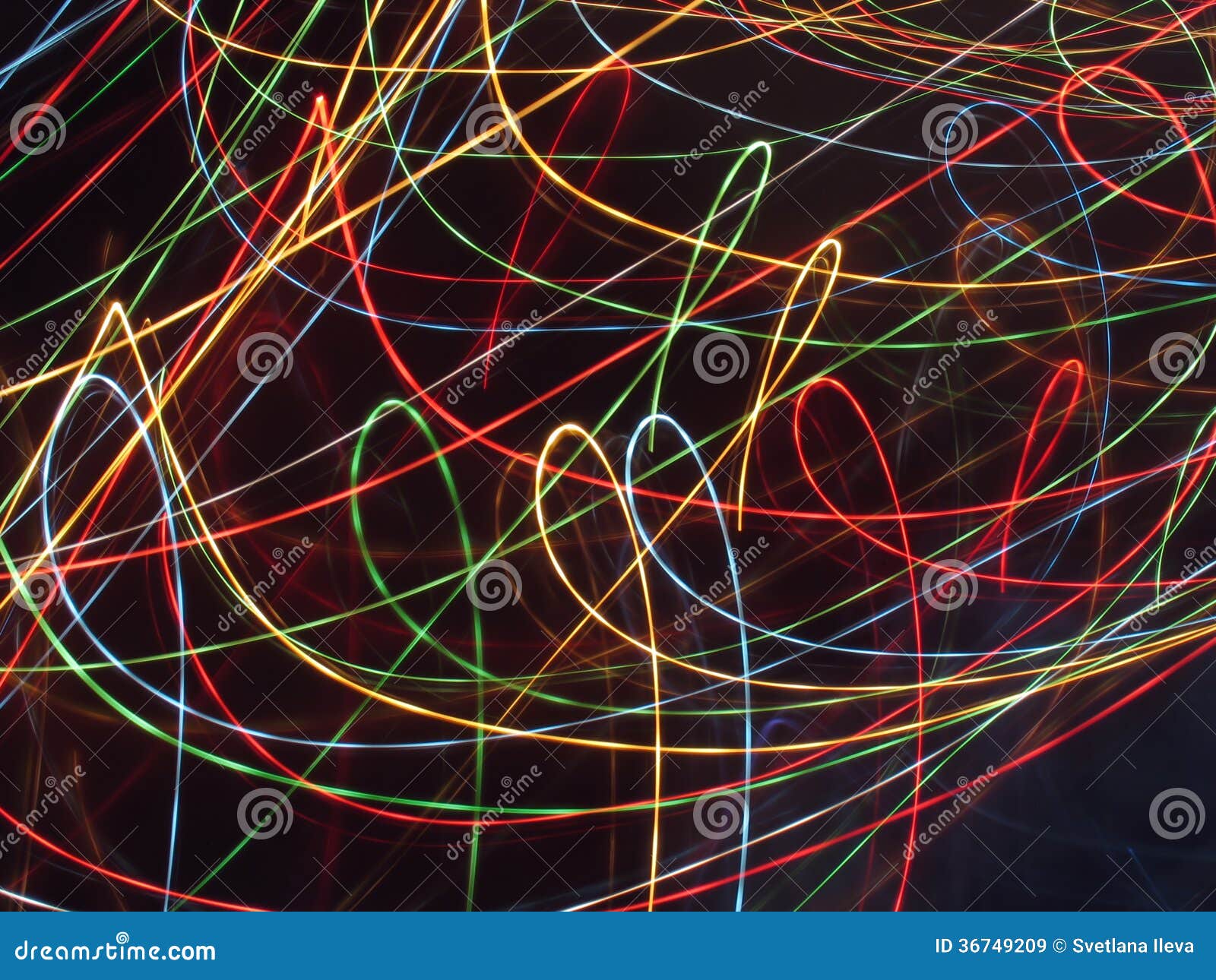 Black Background with Multicolored Luminous Lines Stock Illustration ...