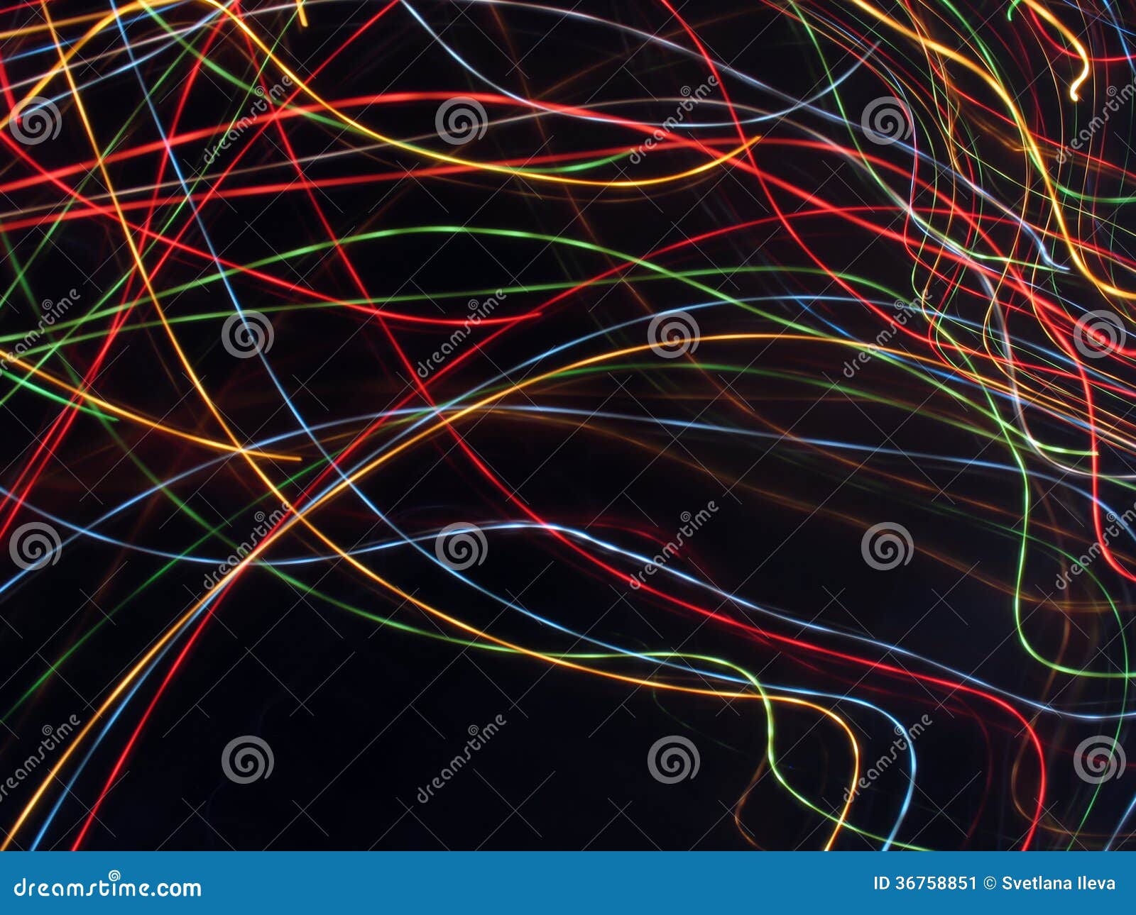 Black Background with Multicolored Luminous Lines Stock Illustration ...