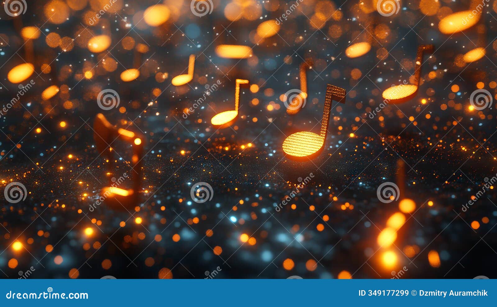 On a Black Background, Musical Notes in Motion Create Bokeh Light ...