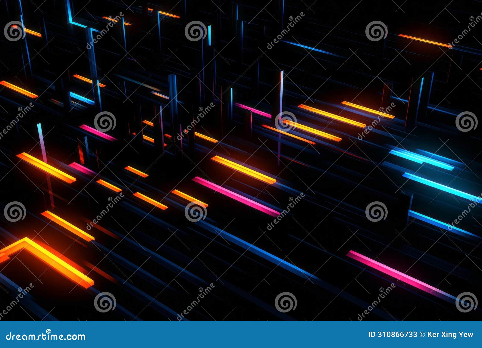 A Black Background with Neon Abstract Lines Stock Illustration ...
