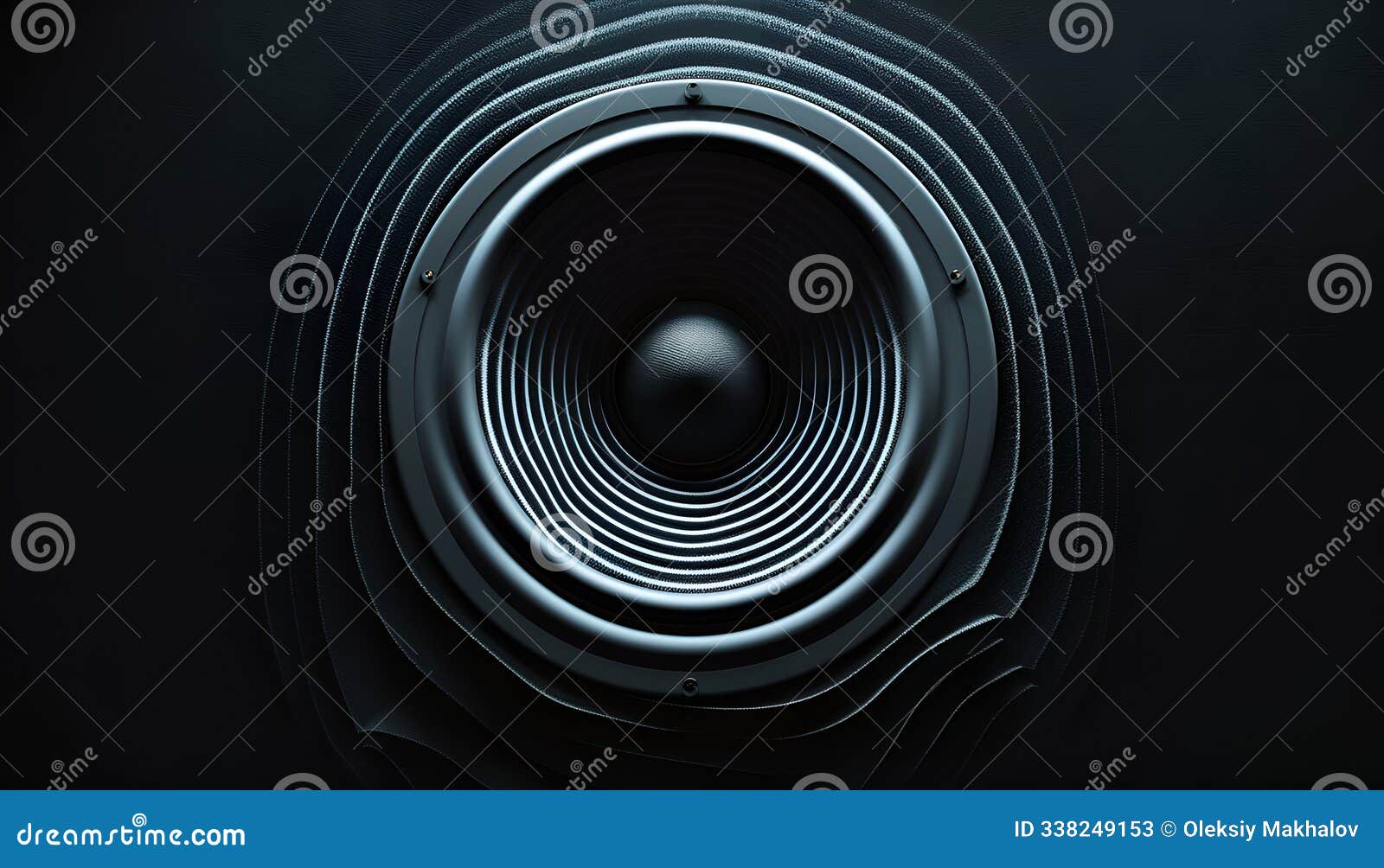 Black Background, One Woofer Speaker is Vibrating, and Sonic Boom Forms ...