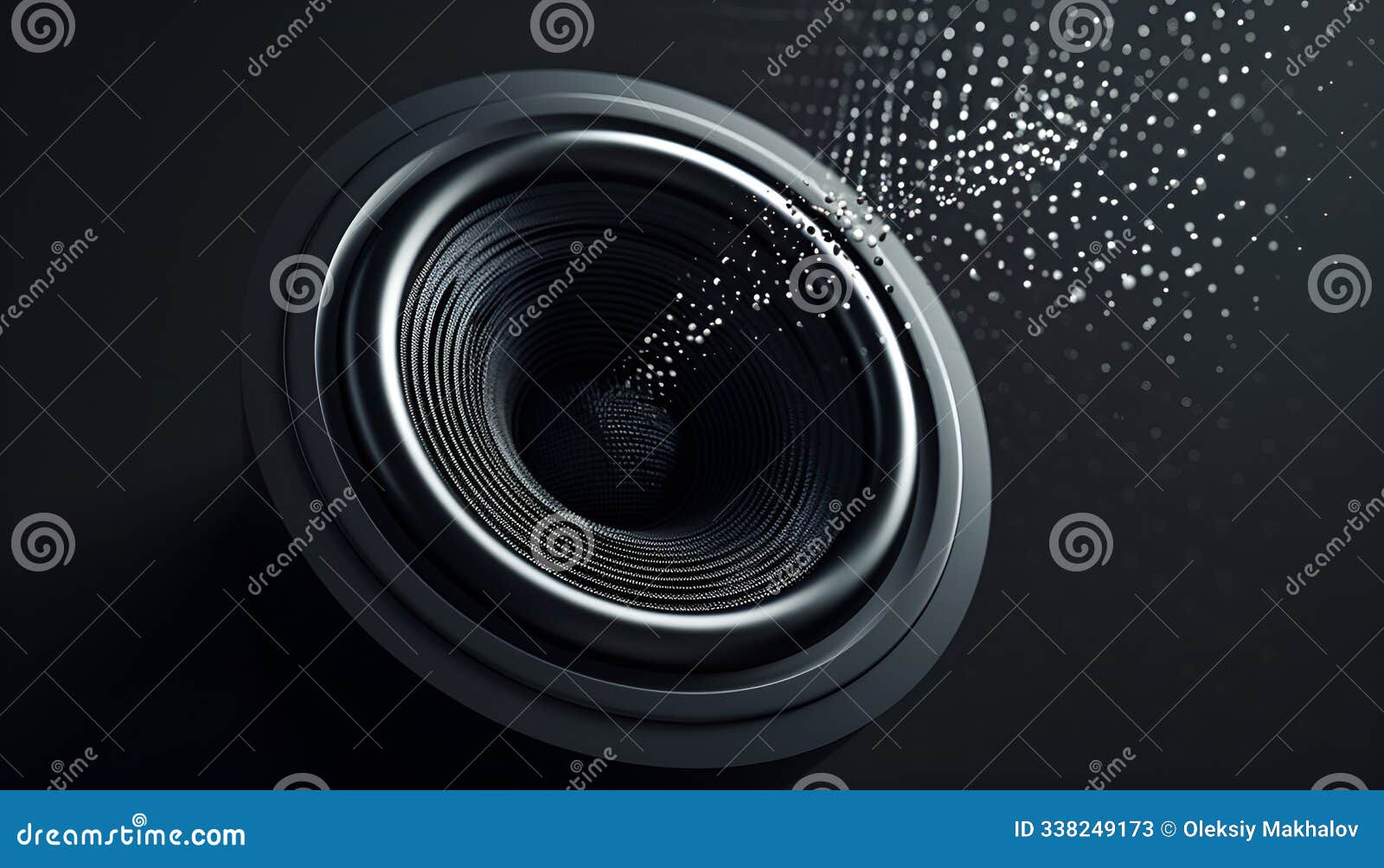 Black Background, One Woofer Speaker is Vibrating, and Sonic Boom Forms ...