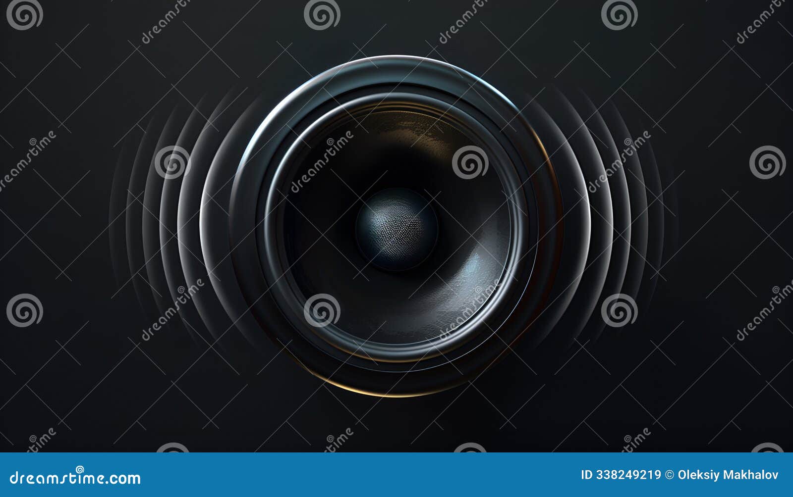 Black Background, One Woofer Speaker Is Vibrating, And Sonic Boom Forms ...