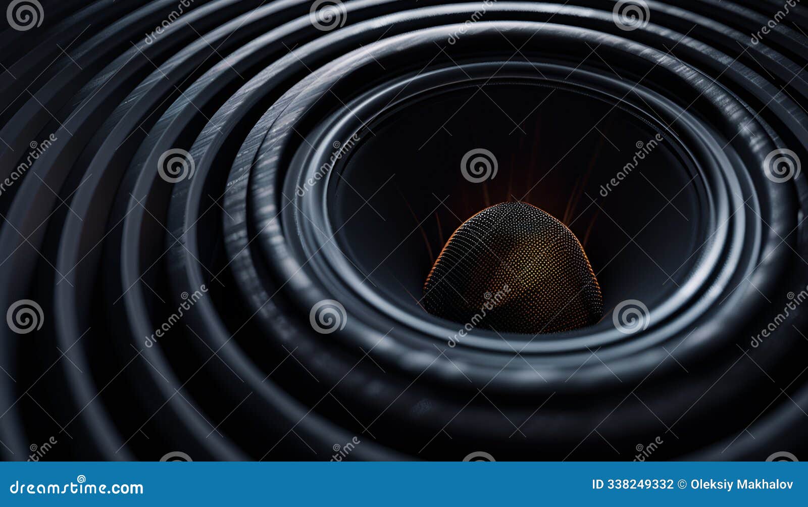 Black Background, One Woofer Speaker is Vibrating, and Sonic Boom Forms ...