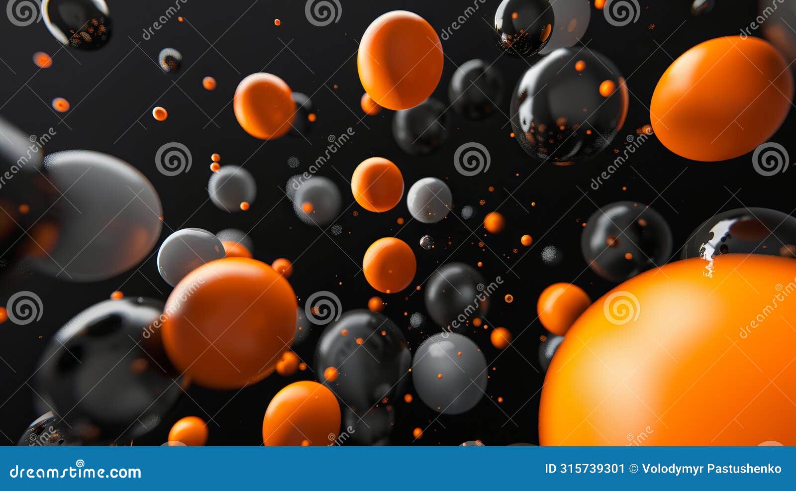 A Black Background with Orange and Grey Balls Stock Image - Image of ...