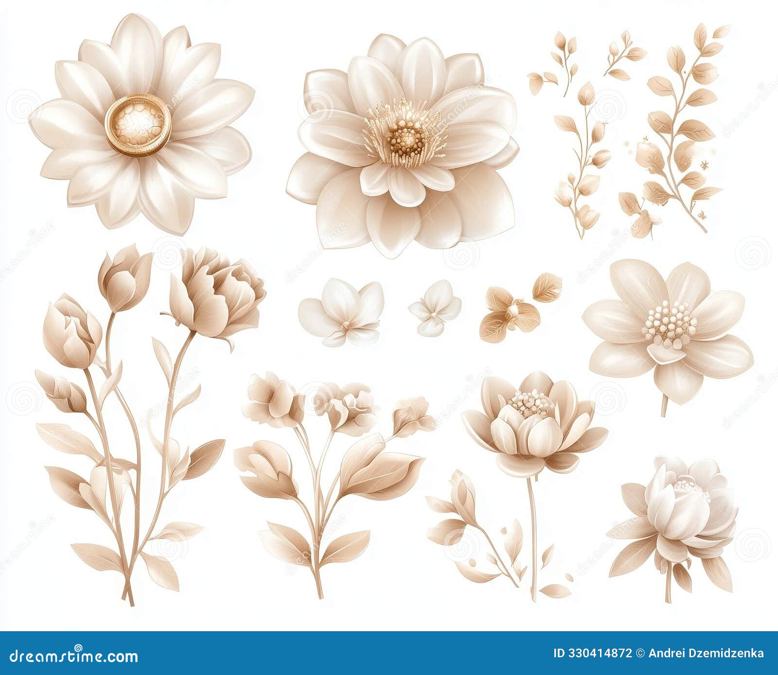 Black Background with Black Outline Pattern of Beige Flower. Stock ...