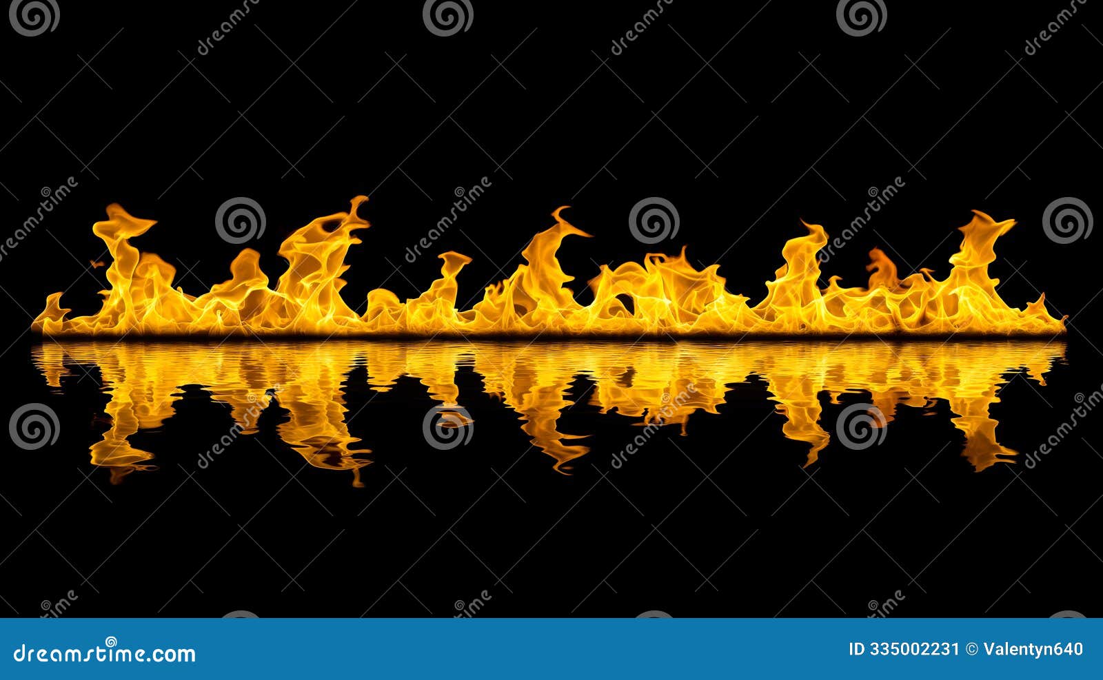 A Black Background with a Reflection of Fire in the Water Stock ...