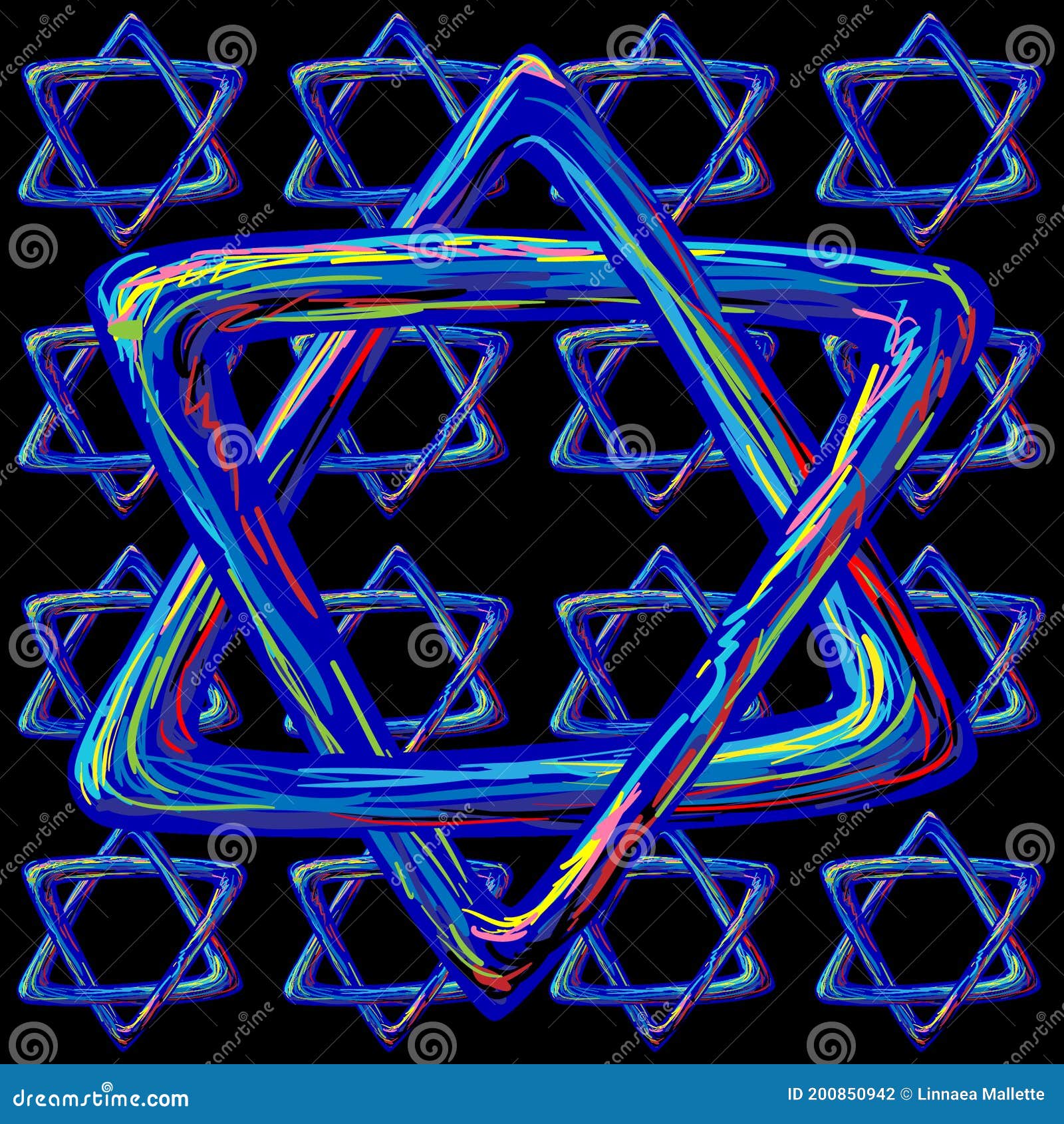 Blue Jewish Star Patterned Paper Stock Illustration - Illustration of ...