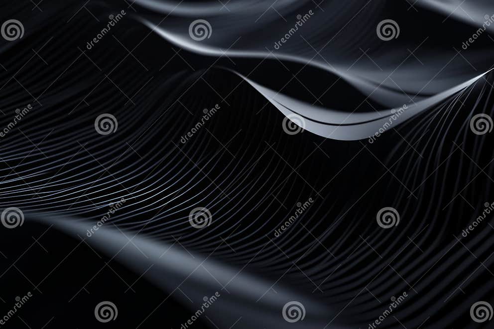 A Black Background with a Series of Thin, Sweeping Curved Lines Casting ...