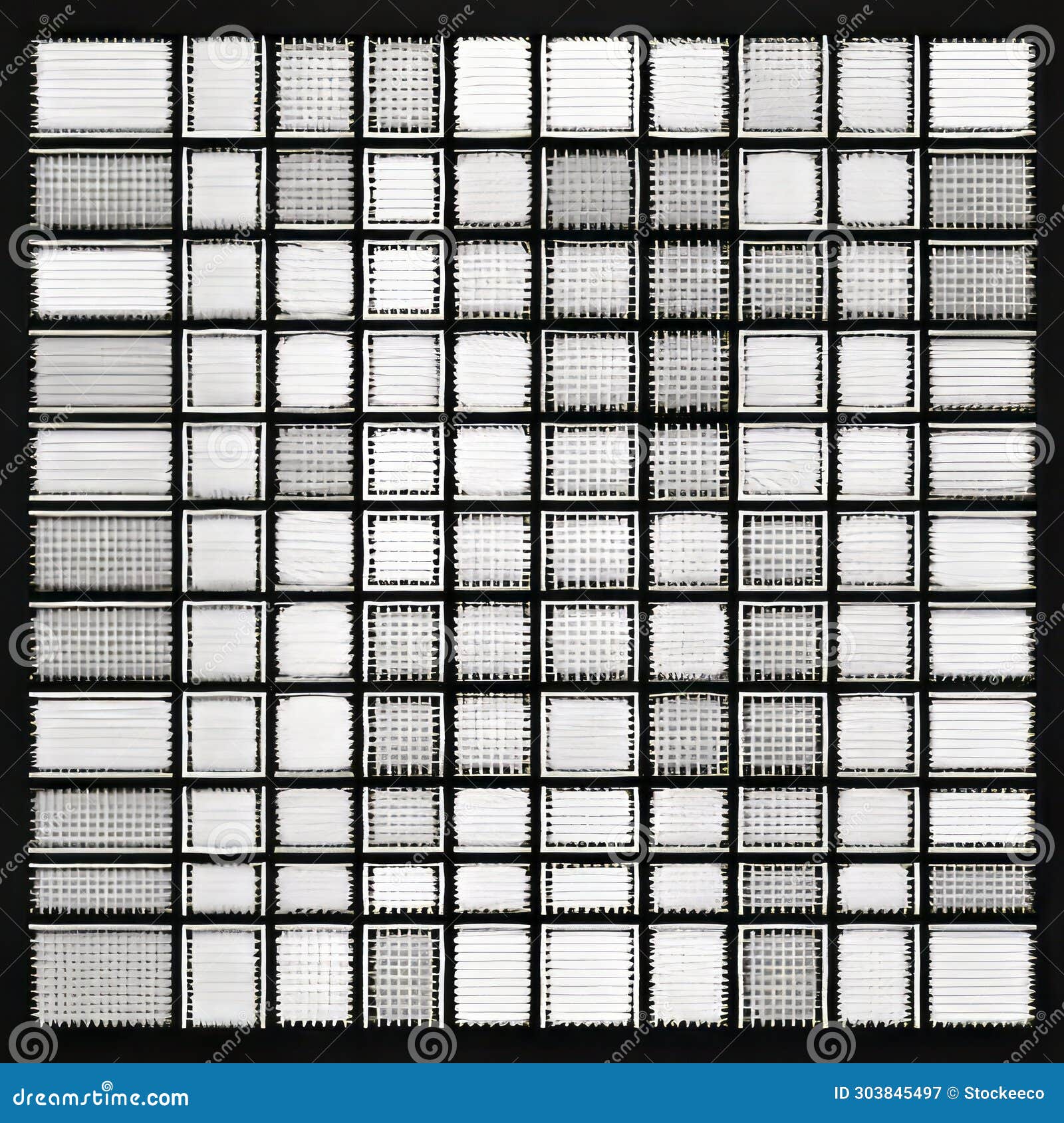 Generative Art: Smocked 4x4 Grid with Black and White Squares Stock ...