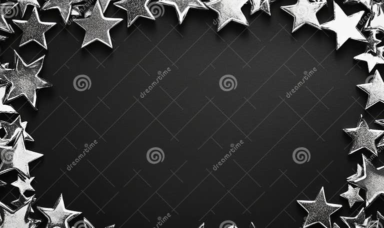 A Black Background with a Silver Star Pattern Stock Photo - Image of ...