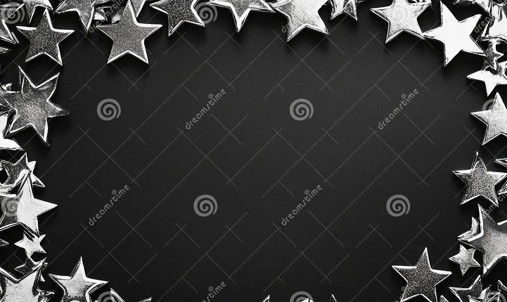 A Black Background with a Silver Star Pattern Stock Photo - Image of ...