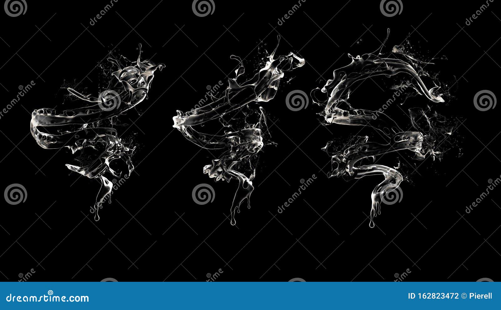 Black Background with Splash of Liquid. 3d Illustration, 3d Rendering ...