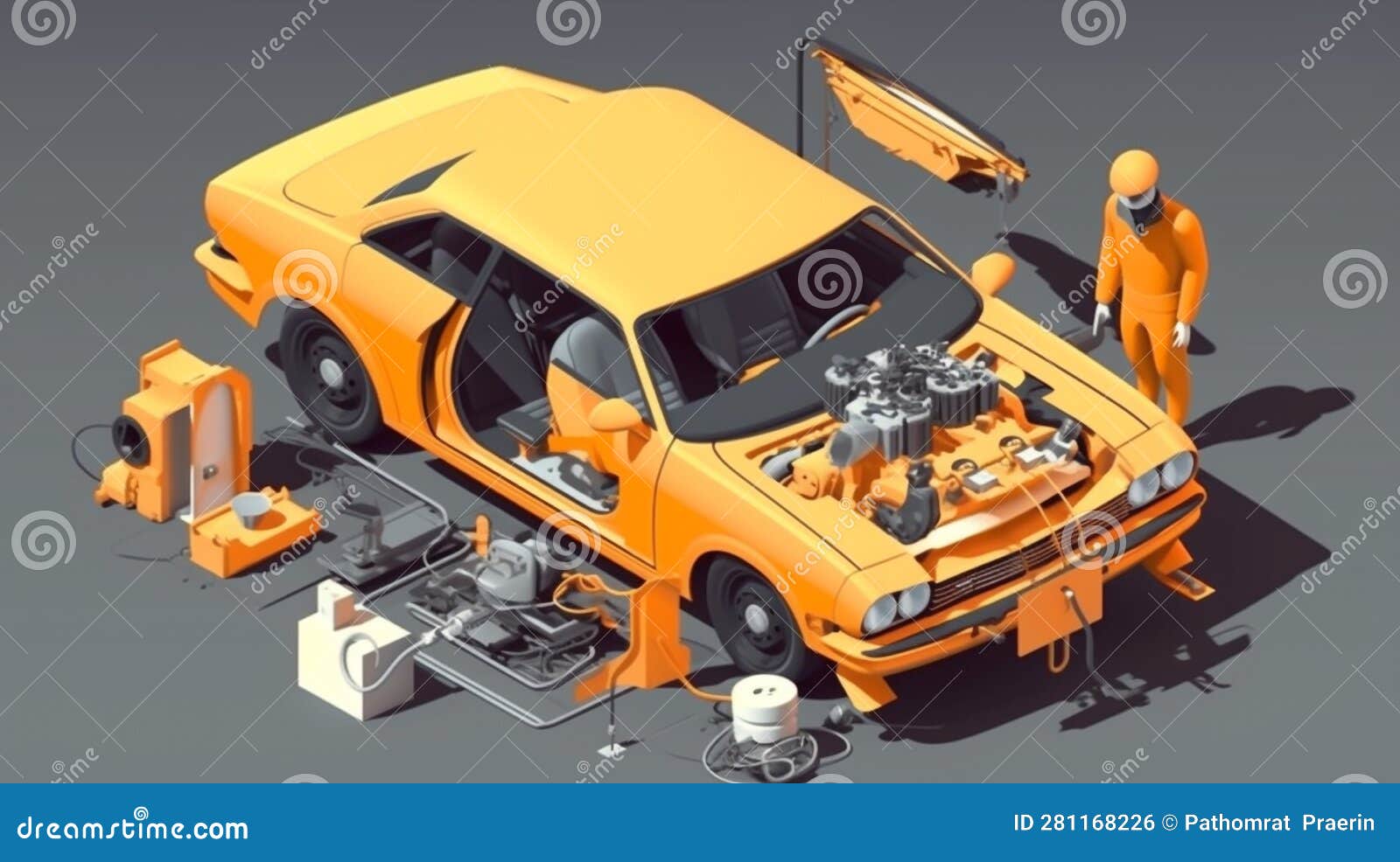 Black Background Vector Illustration Elements about Auto Repair Shop ...