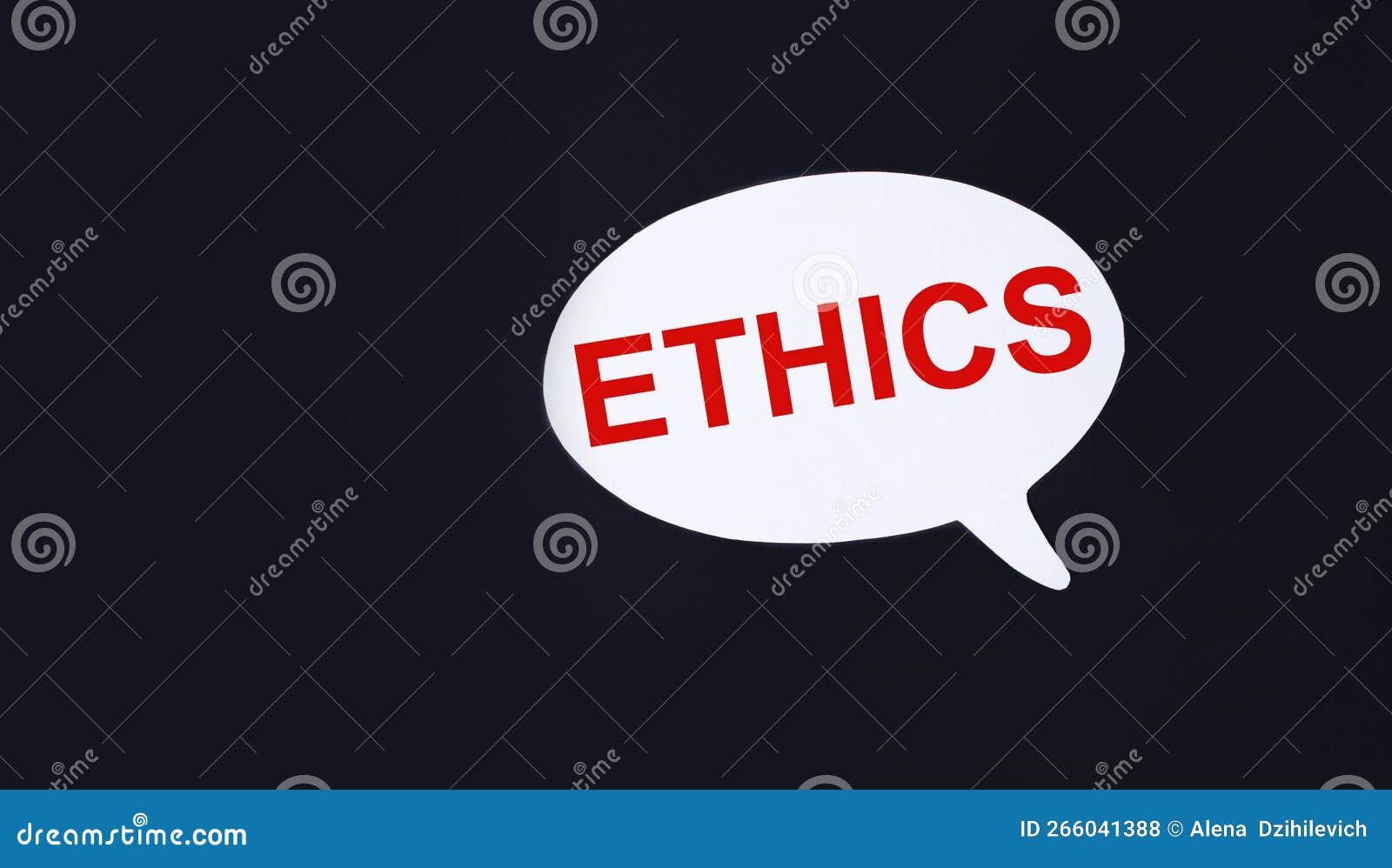On a Black Background, a White Figured Card with the Text ETHICS. Copy ...