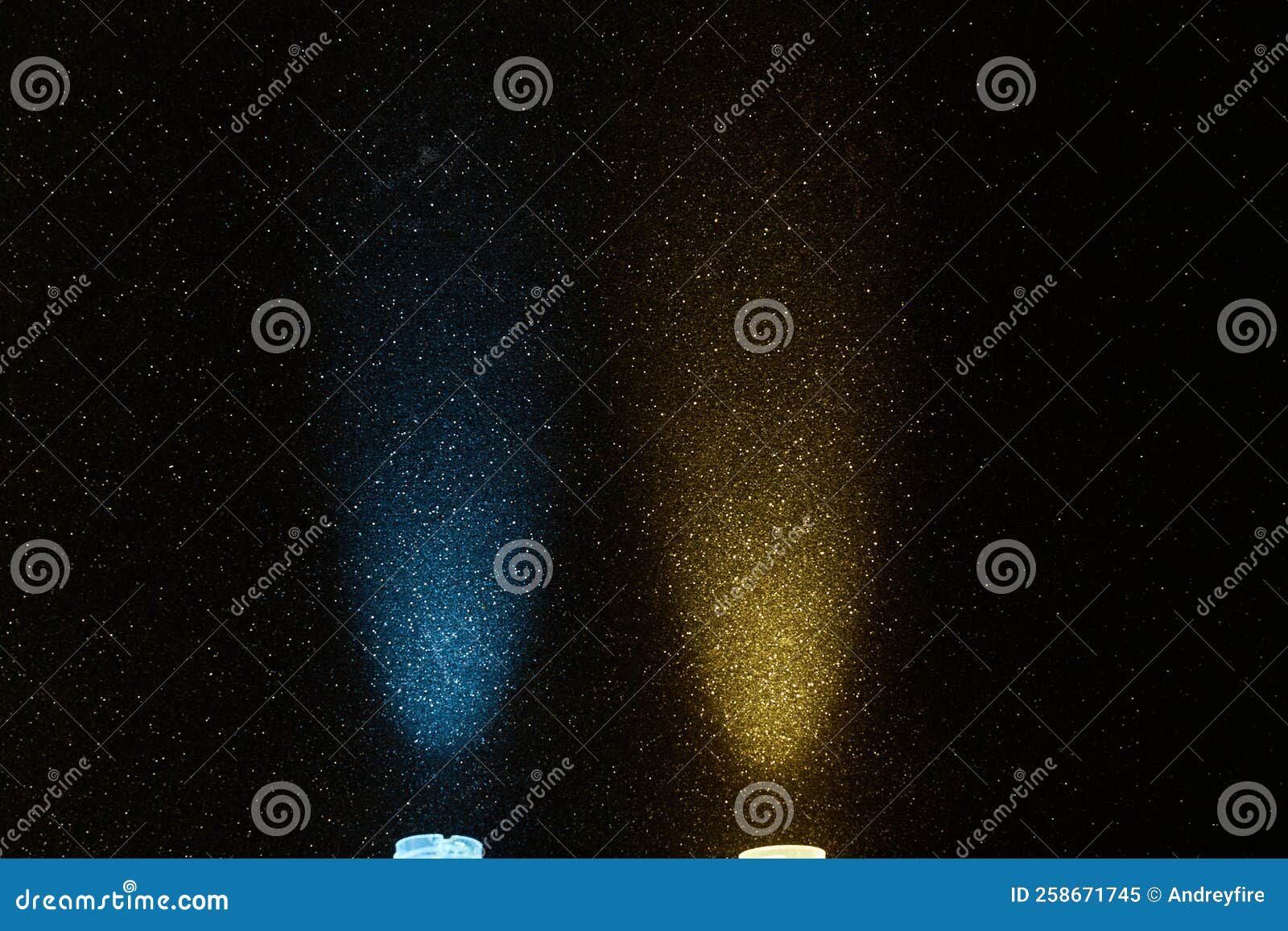 On a Black Background in White Grain Vertical Blue and Yellow Rays of ...