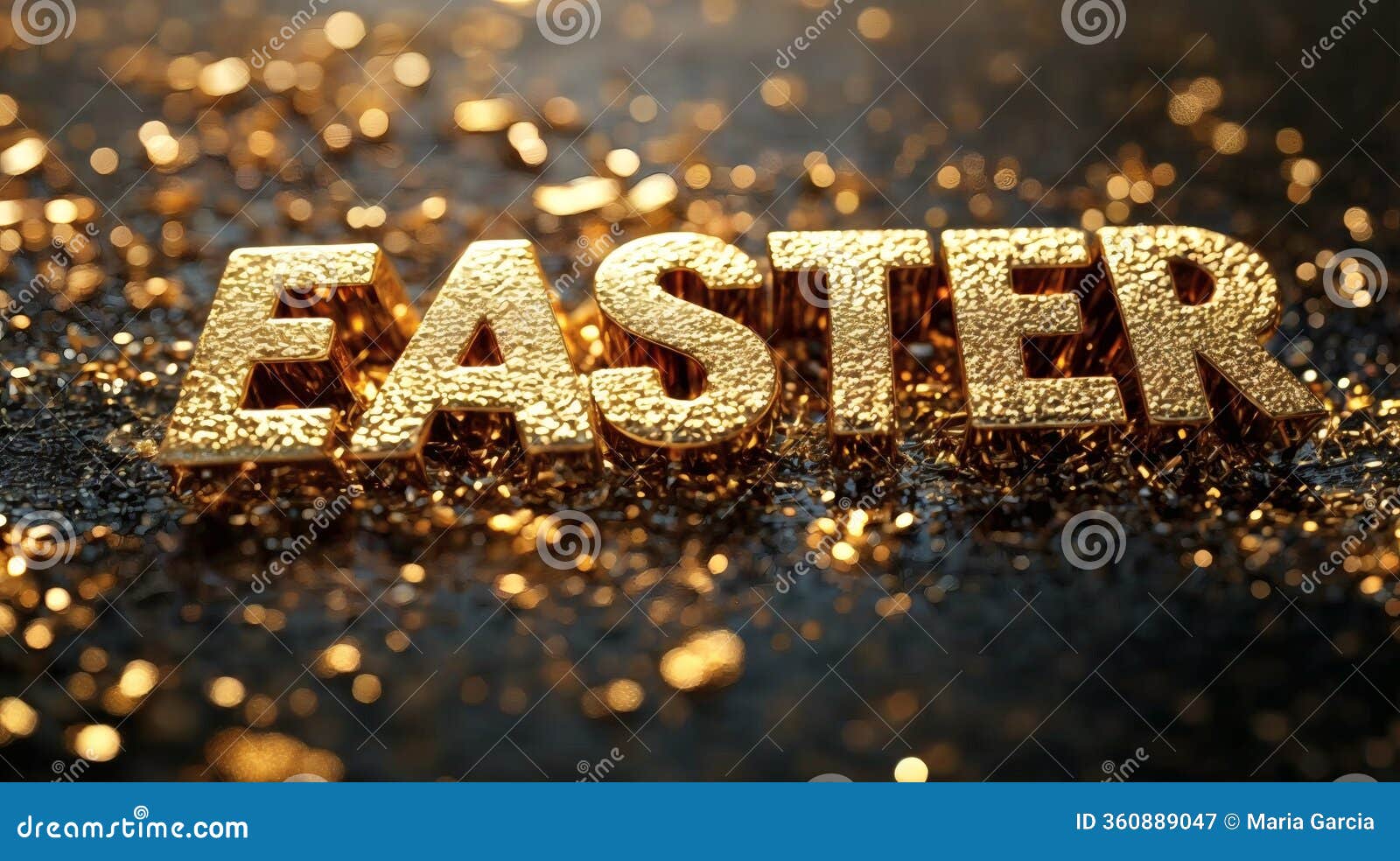 Black Background with the Word Easter in Large Gold Letters with 3d ...