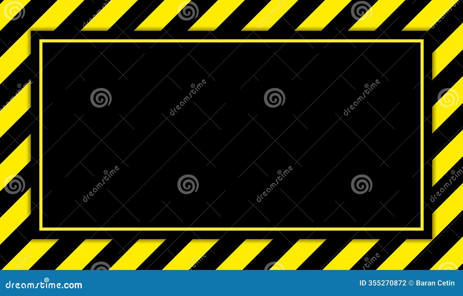 Black Background with Yellow Hazard Striped Border, Warning Frame ...