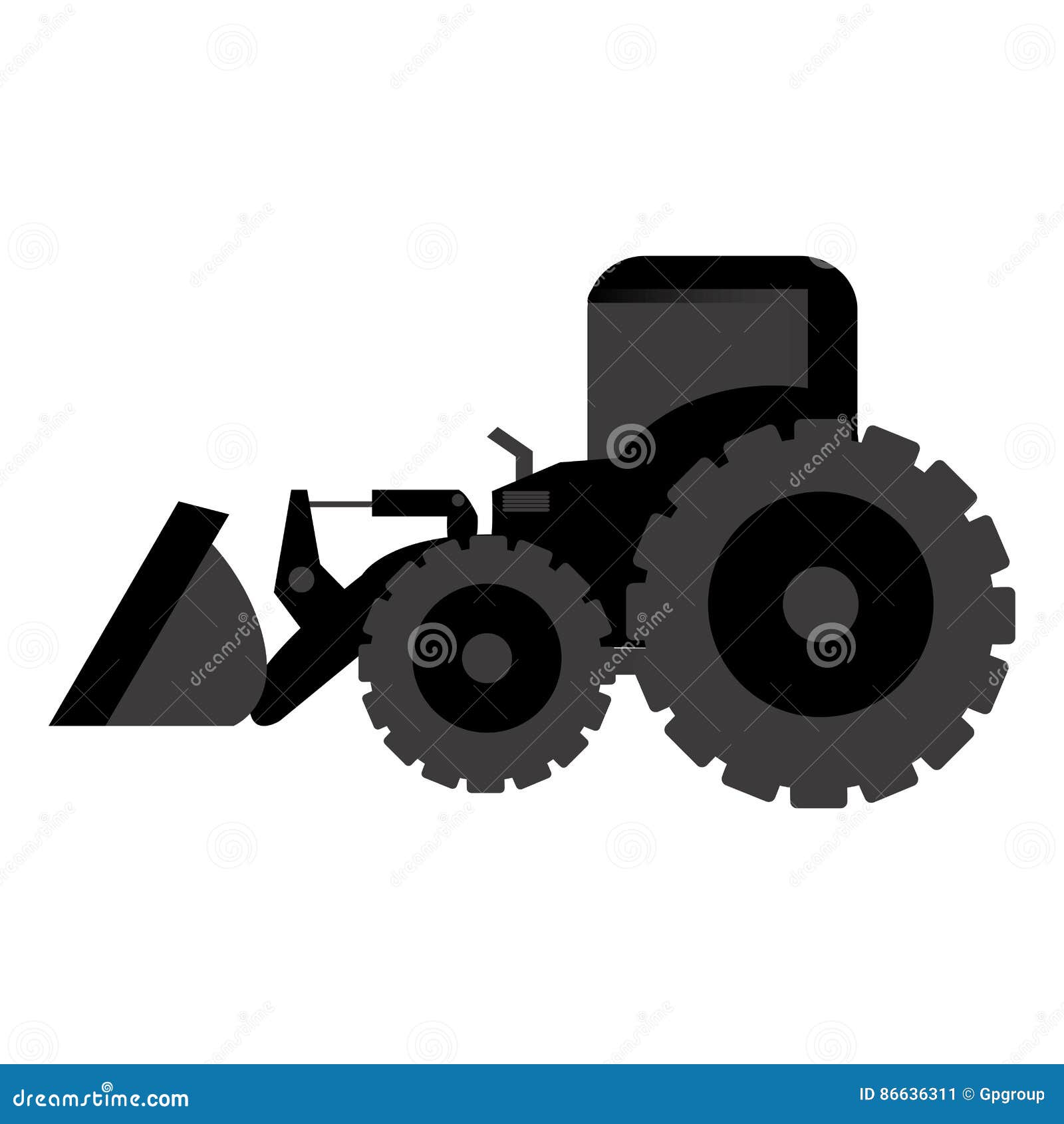 Black backhoe loader icon stock illustration. Illustration of isolated ...