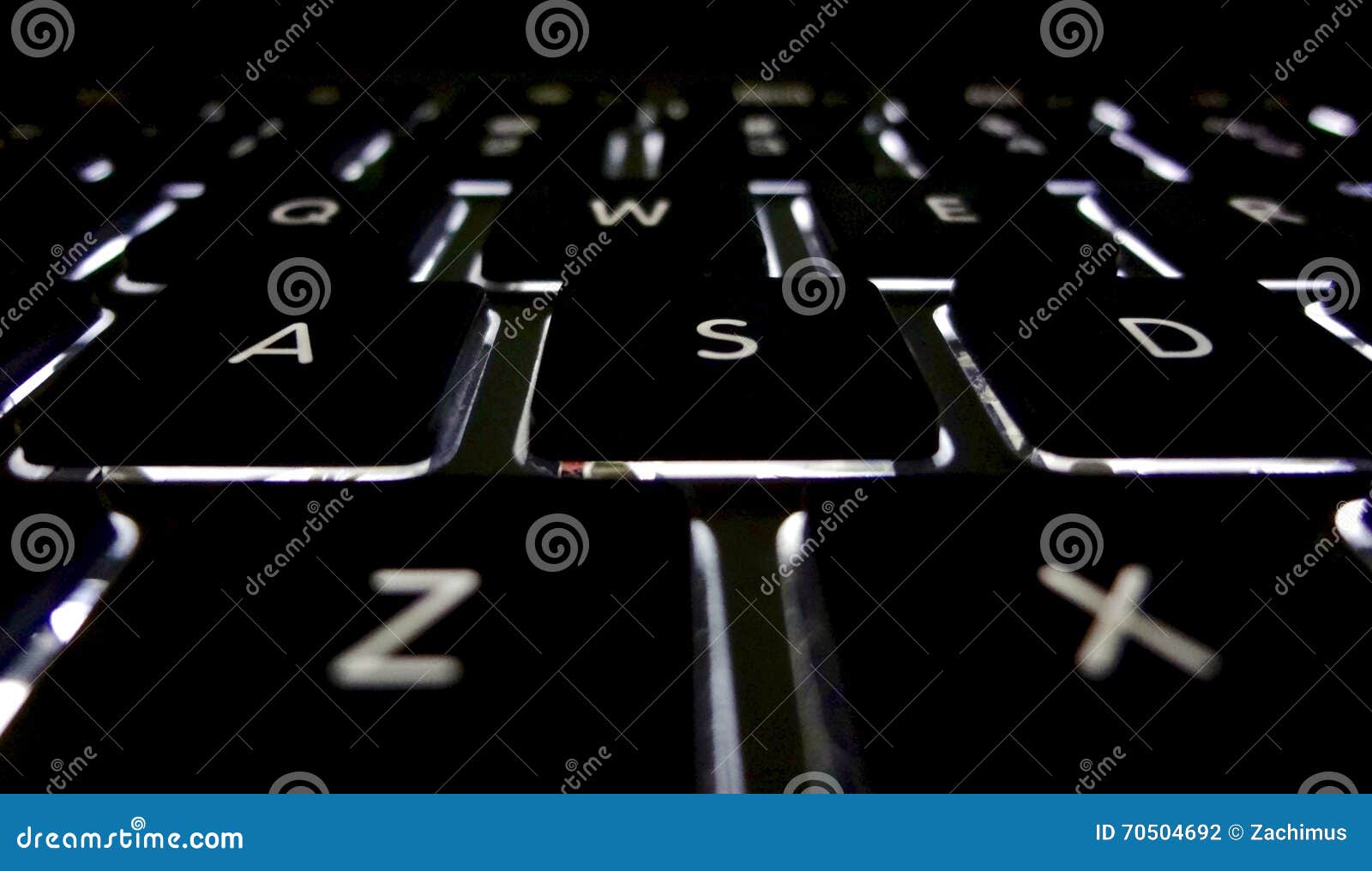 Black, backlit keyboard stock photo. Image of keys, letters - 70504692