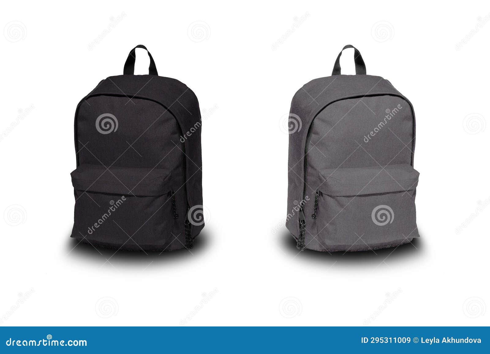 Black Backpack Design Front and Back Set. Stock Image - Image of mockup ...