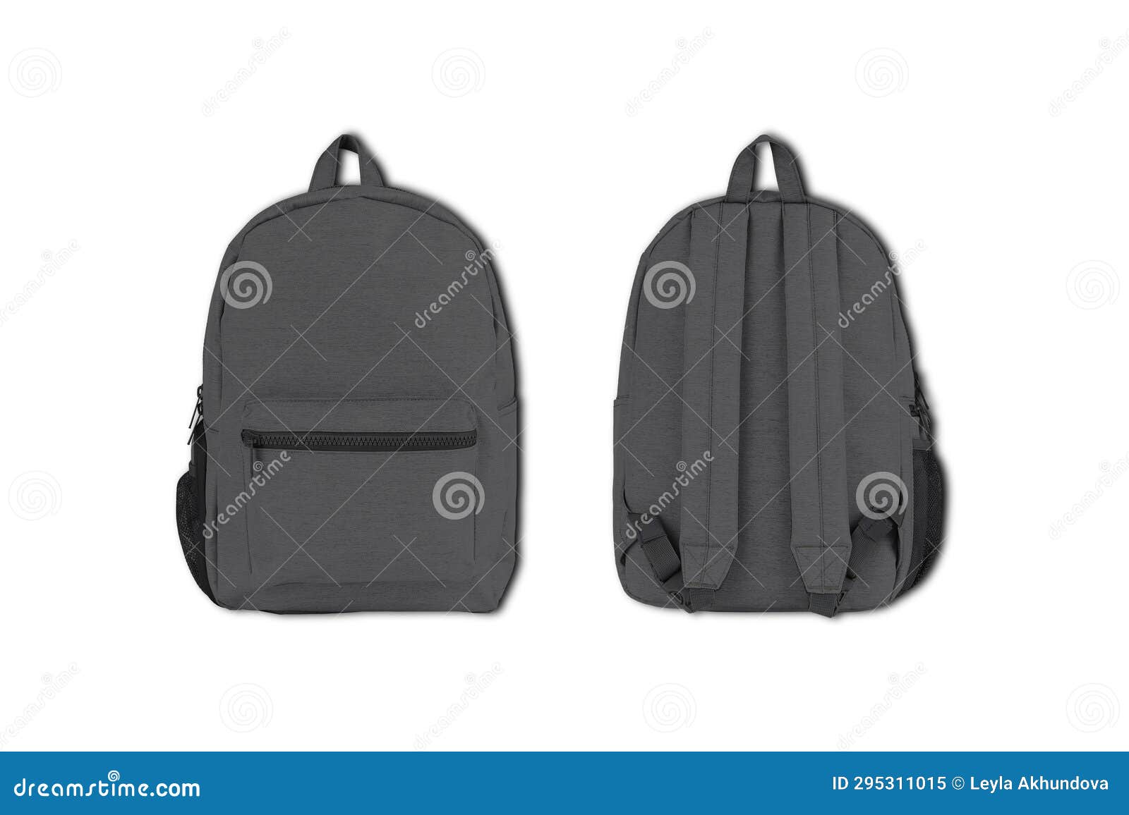 Black Backpack Design Front and Back Set. Stock Image - Image of mockup ...