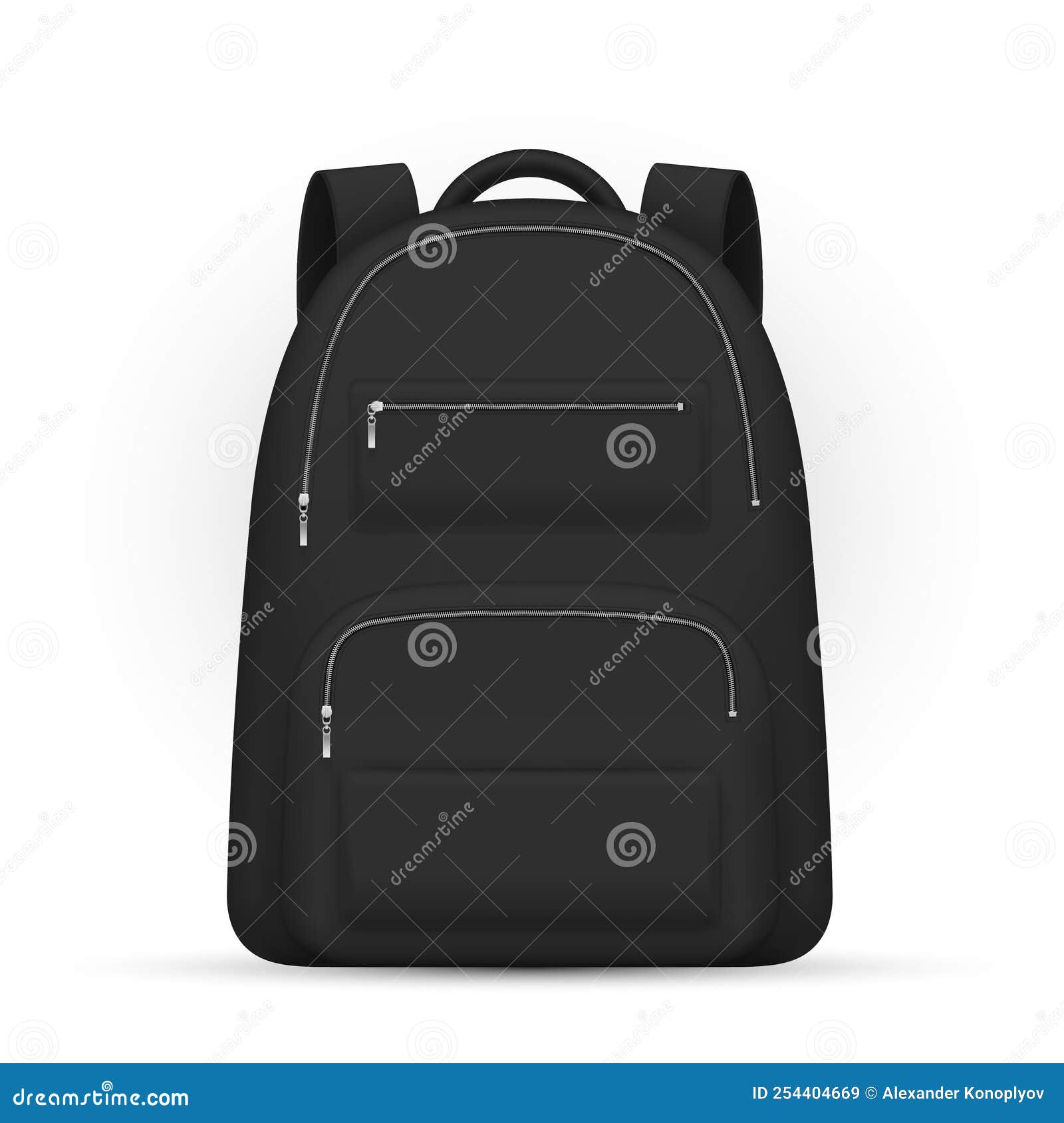 Black Backpack Design Front, Back And Side View Set. College Or School ...