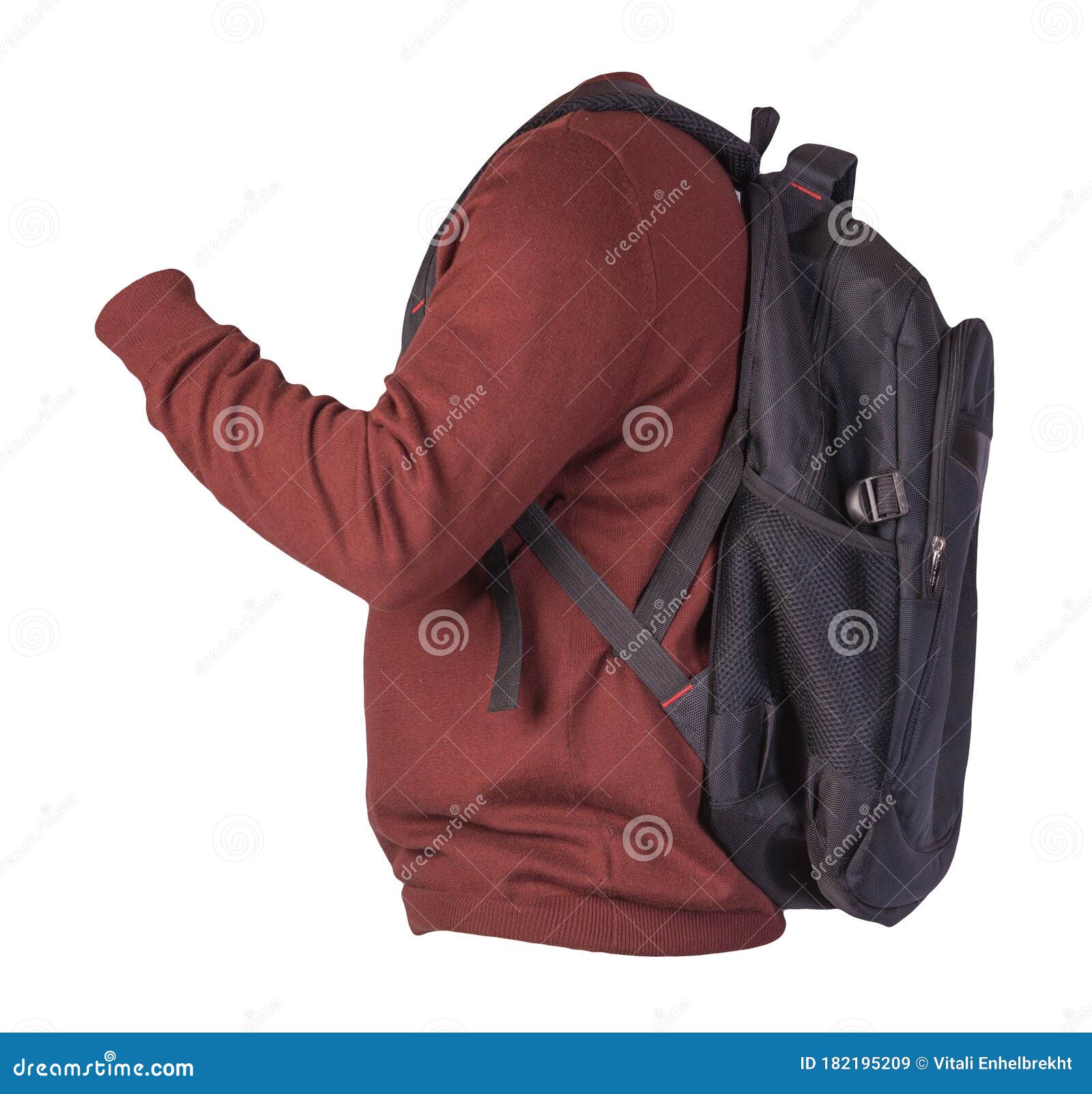 Black Backpack Dressed in a Knitted Sweater Isolated on a White ...