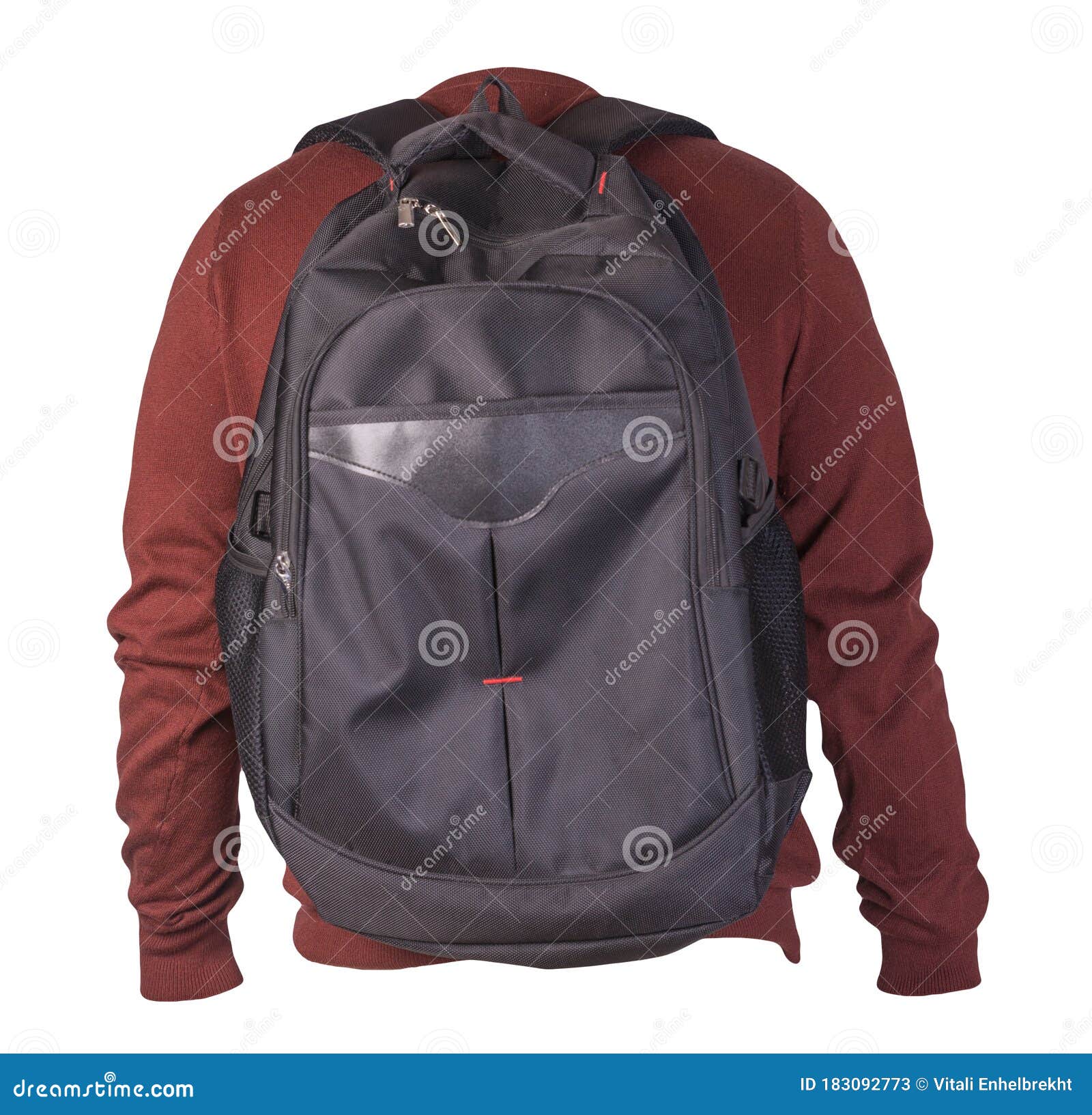 Black Backpack Dressed in a Knitted Sweater Isolated on a White ...