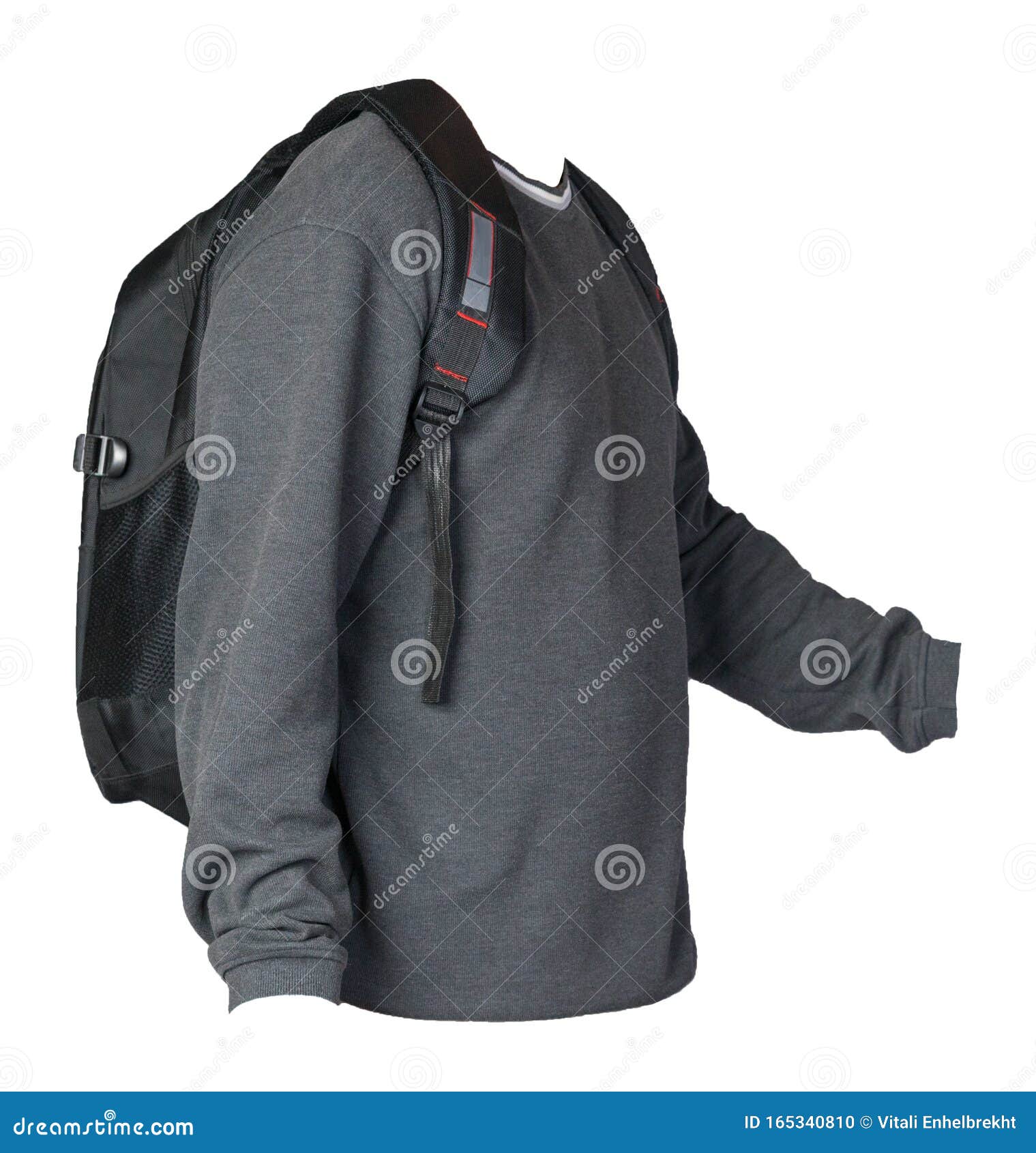 Black Backpack Dressed in a Knitted Sweater Isolated on a White ...