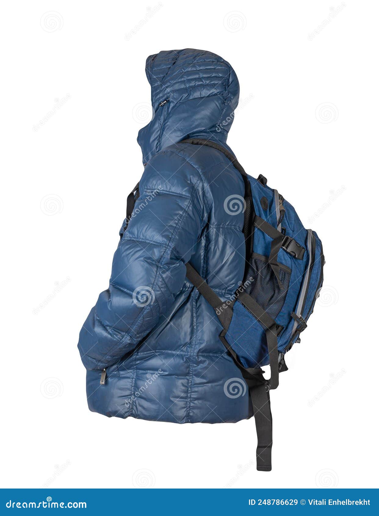 Black Backpack Dressed in a Red Jacket Isolated on a White Background ...