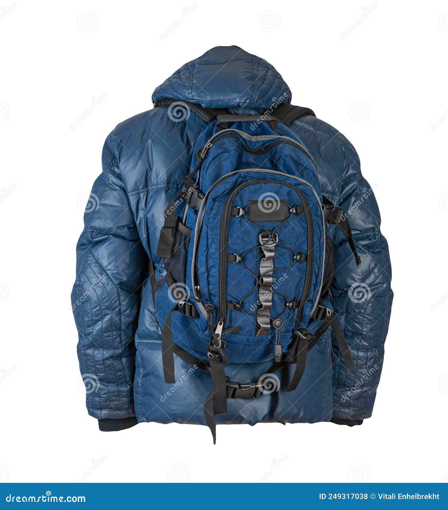 Black Backpack Dressed in a Red Jacket Isolated on a White Background ...