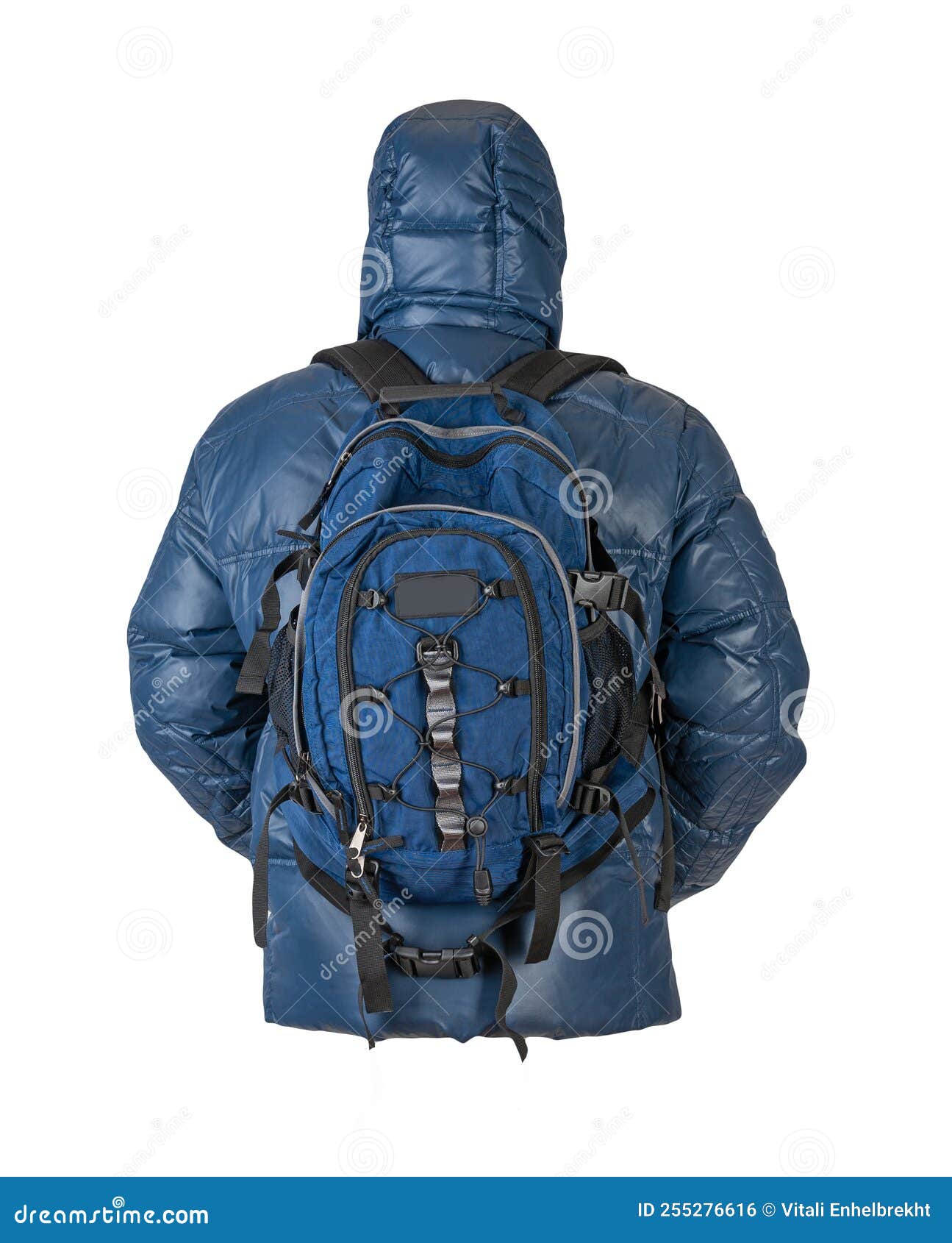 Black Backpack Dressed in a Red Jacket Isolated on a White Background ...