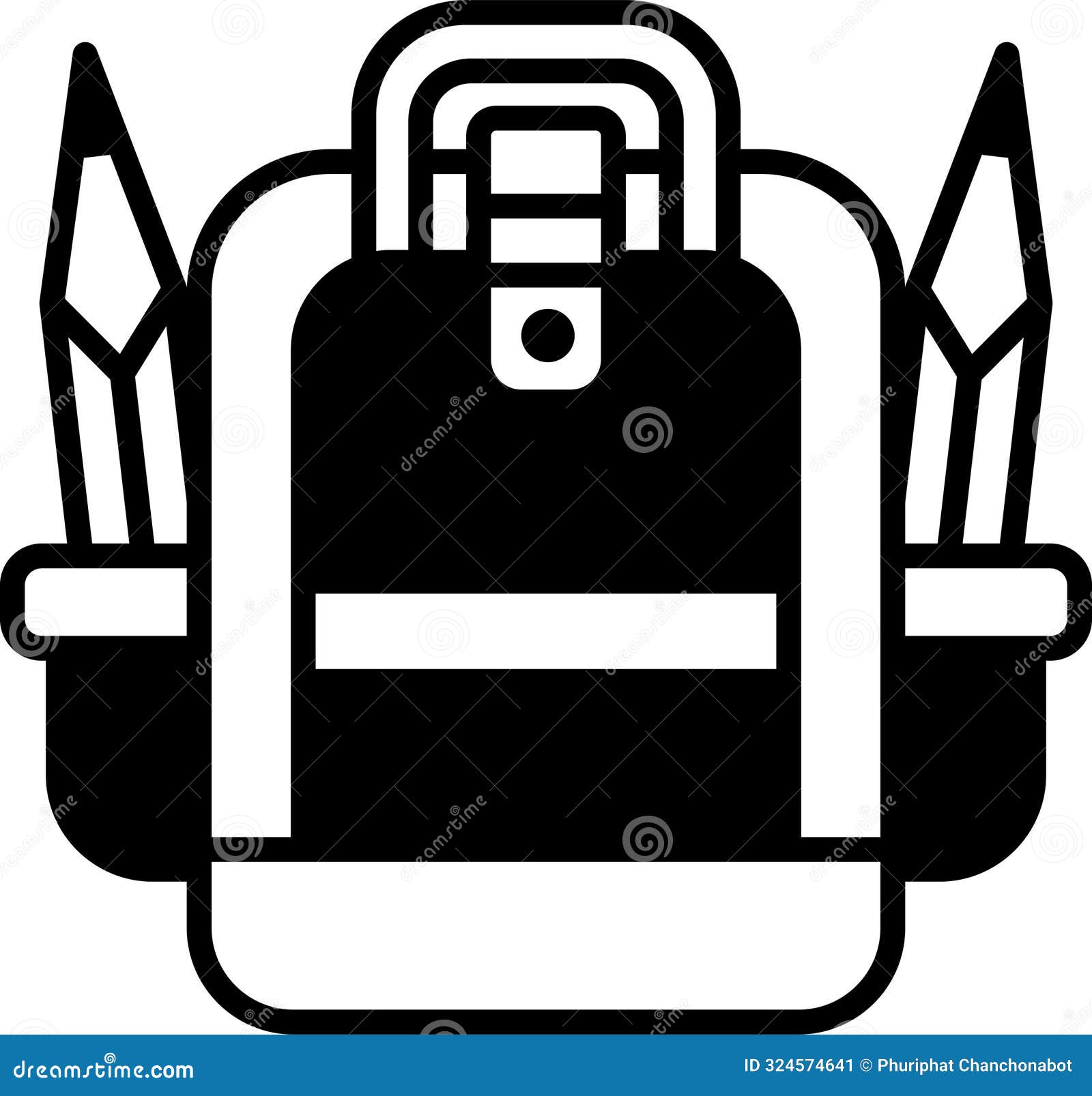 A Black Backpack with a Pencil Stock Vector - Illustration of black ...