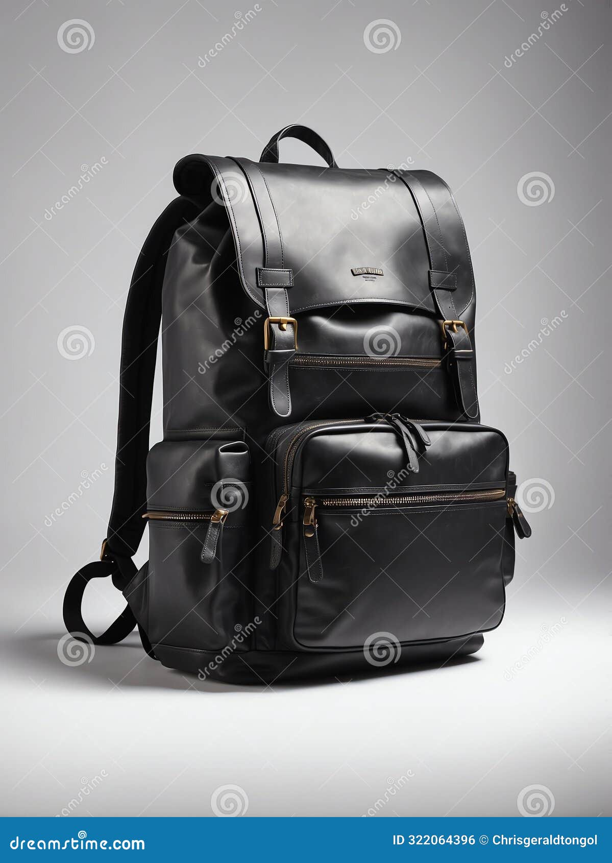 Black Backpack Design Front, Back And Side View Set. College Or School ...