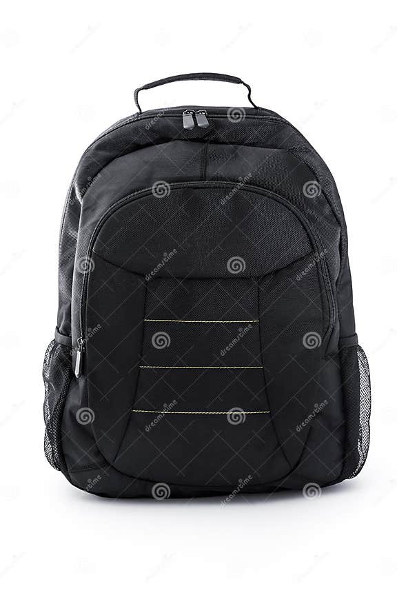 Black Backpack on White Background Stock Image - Image of rucksack ...
