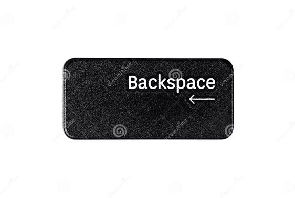 Black Backspace Button Closeup on White Background Stock Image - Image ...