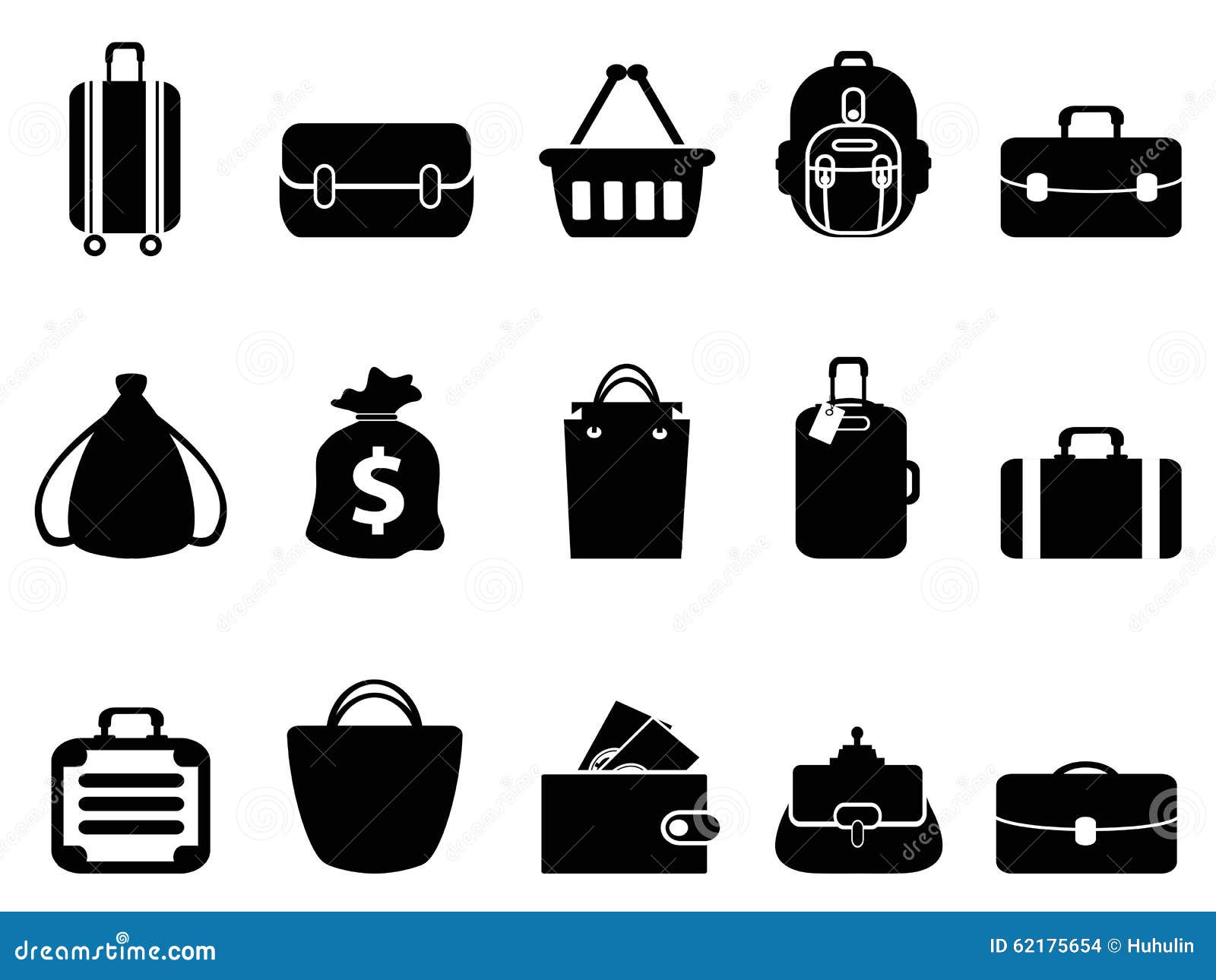 Black bag icons set stock vector. Illustration of elegance - 62175654