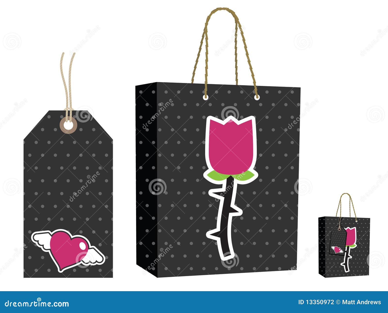 Black bag and tag set stock vector. Illustration of shopping - 13350972