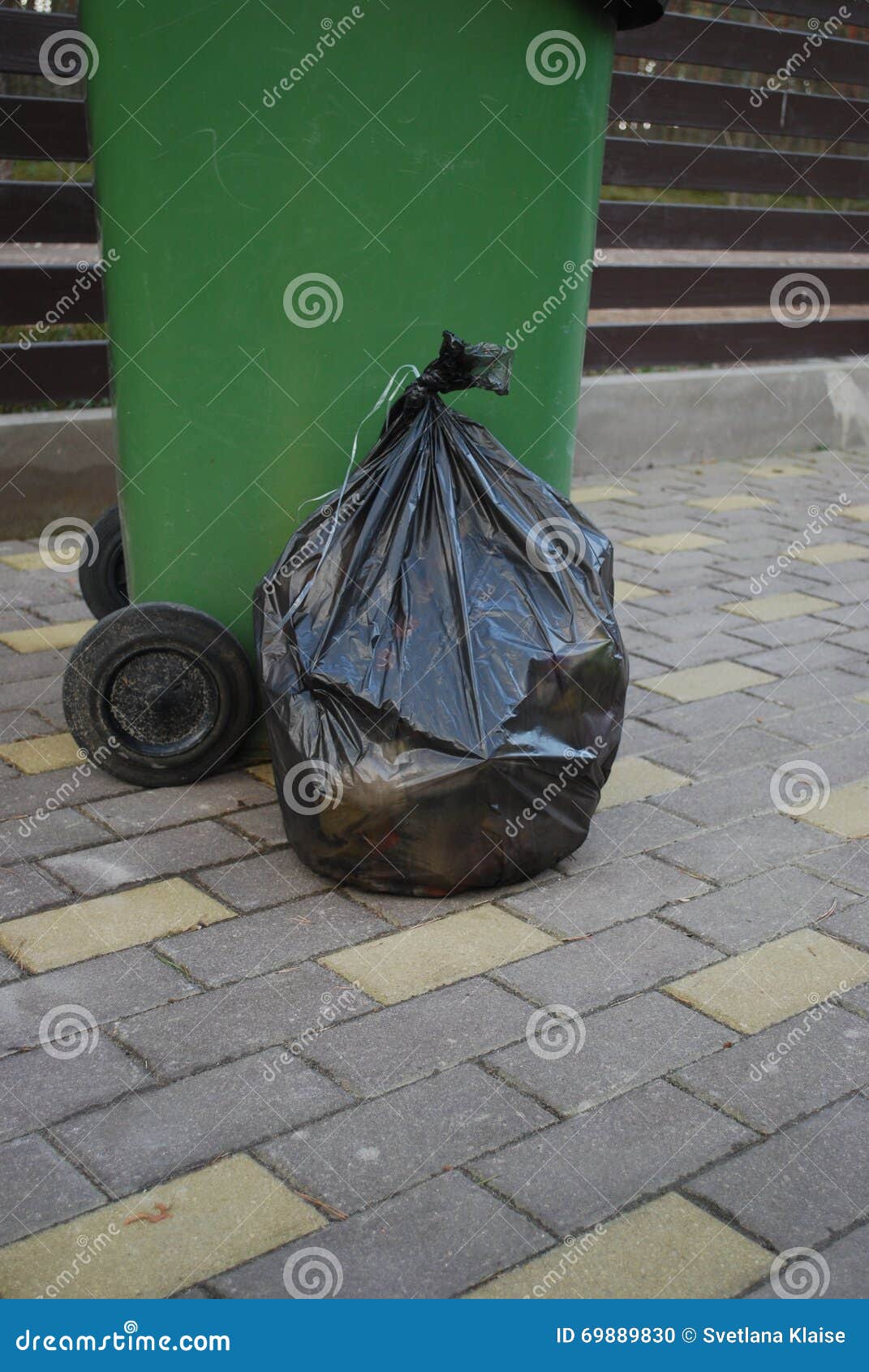 Black Bag of Trash with Strings. Stock Photo - Image of green, string ...