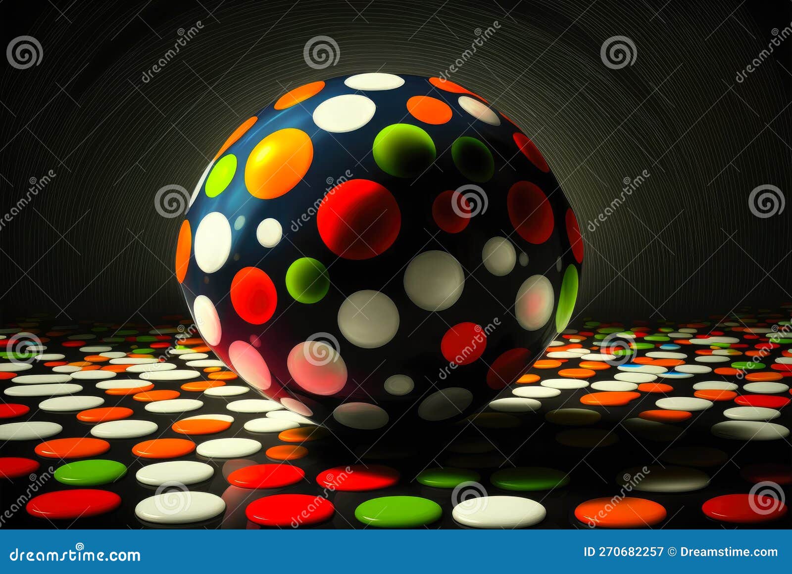 Polka Dot Ball Rolling Along The Polka Dot Surface. Abstract Vector ...