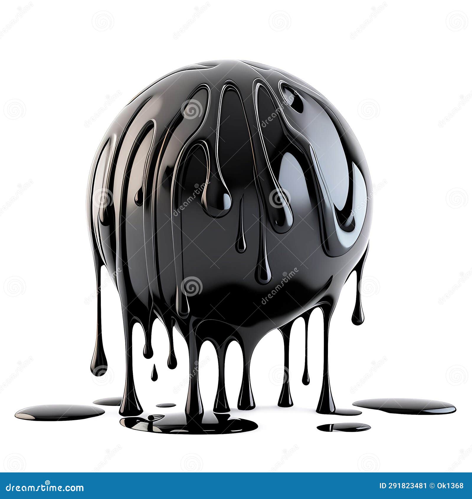 Black Ball with Dripping Black Paint Stains Stock Image - Image of ...