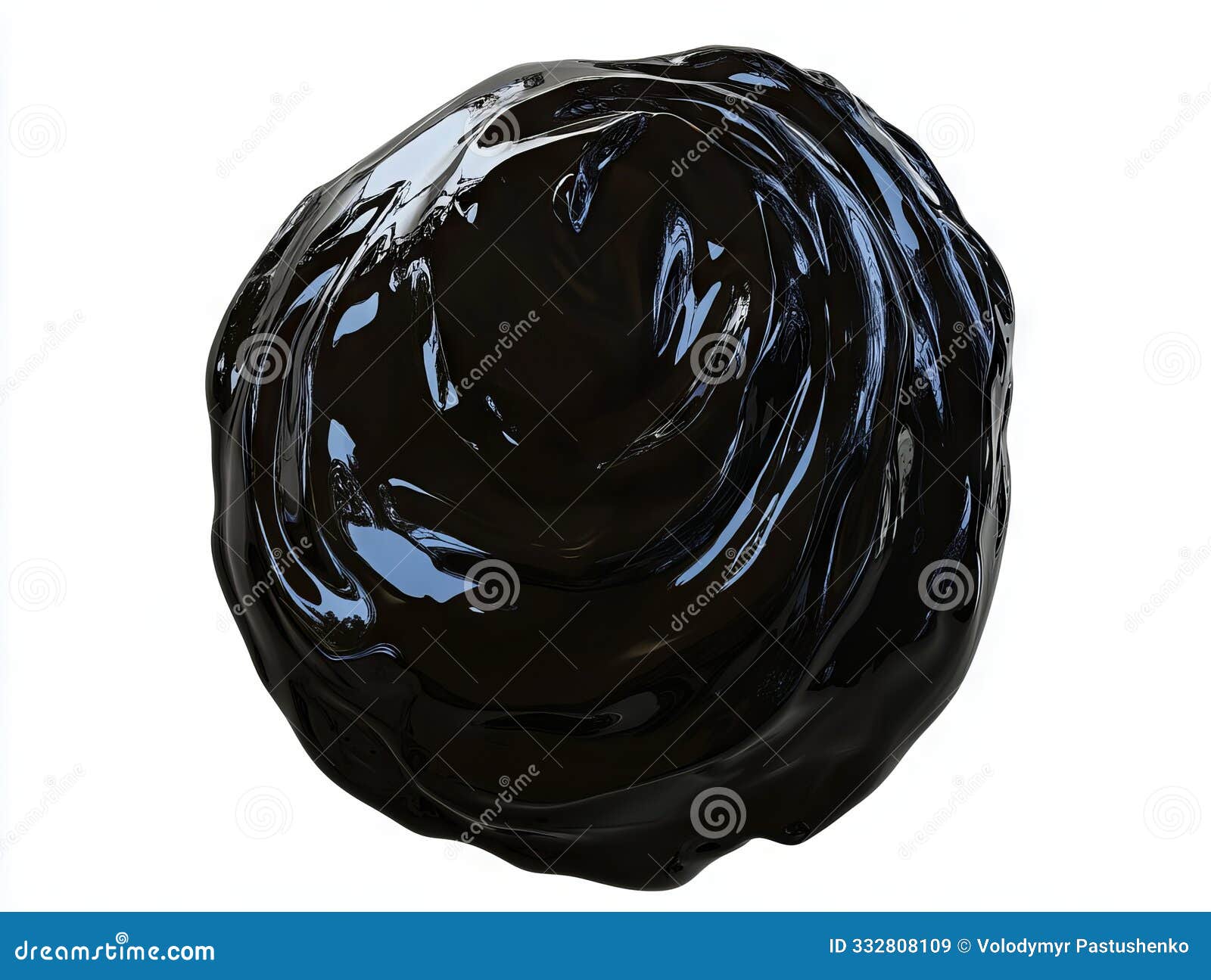 A Black Ball of Melted Chocolate on a White Background Stock ...